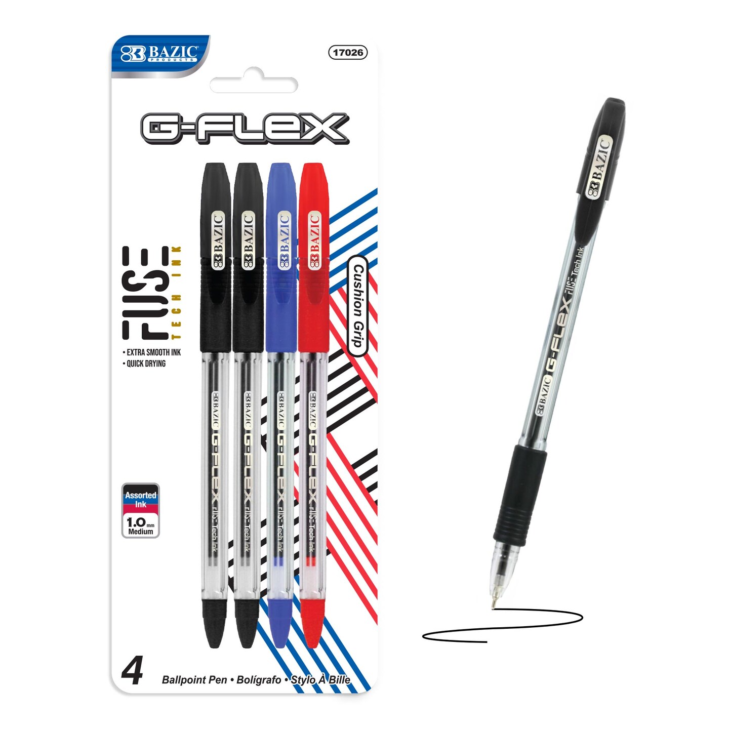 BAZIC G-Flex Assorted Color Fuse Tech Ink Pen Cushion Grip (4/Pack ...
