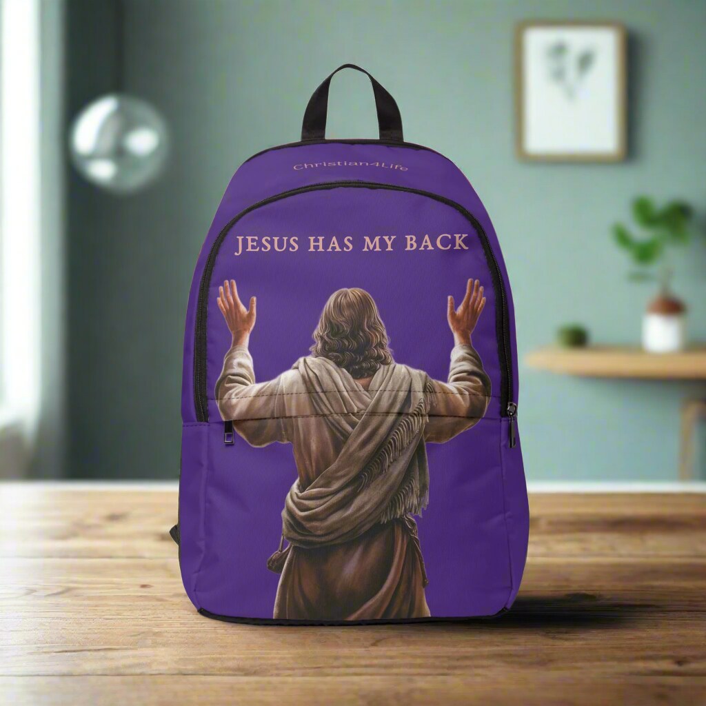 "Jesus Has My Back" Christian Backpack (purple and light purple ...