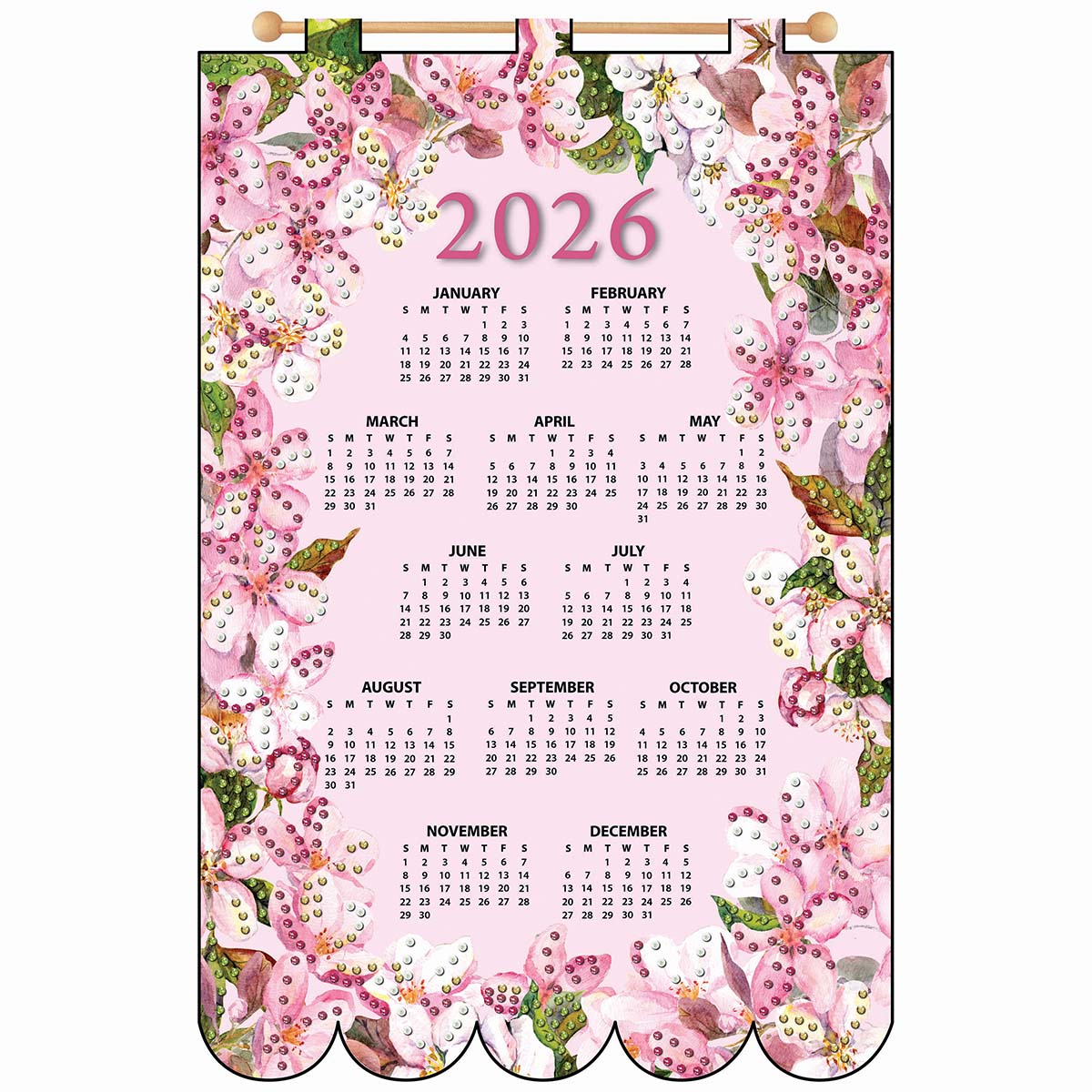 Design Works Pink Floral Scallop Calendar Felt & Sequin Kit | Michaels