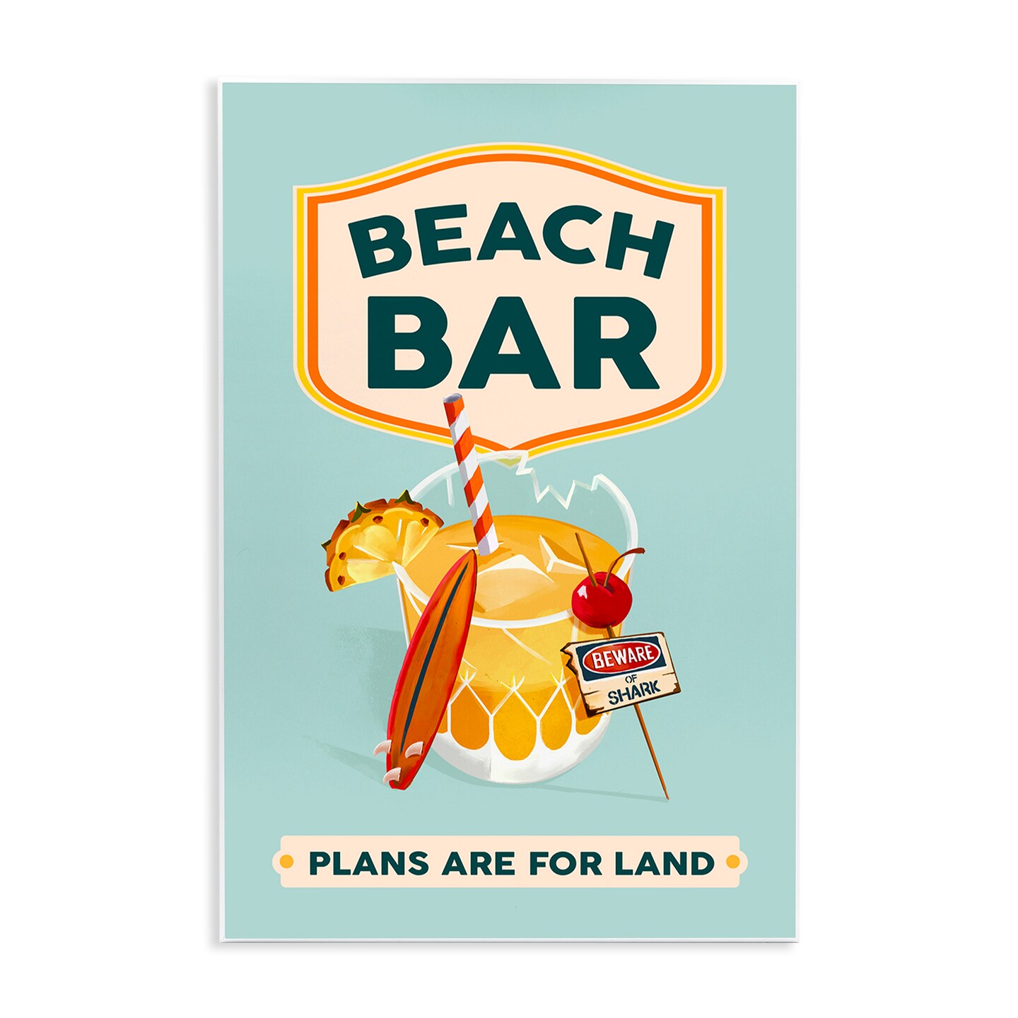 Stupell Industries Beach Bar Cocktail Wall Plaque Art Design by The ...