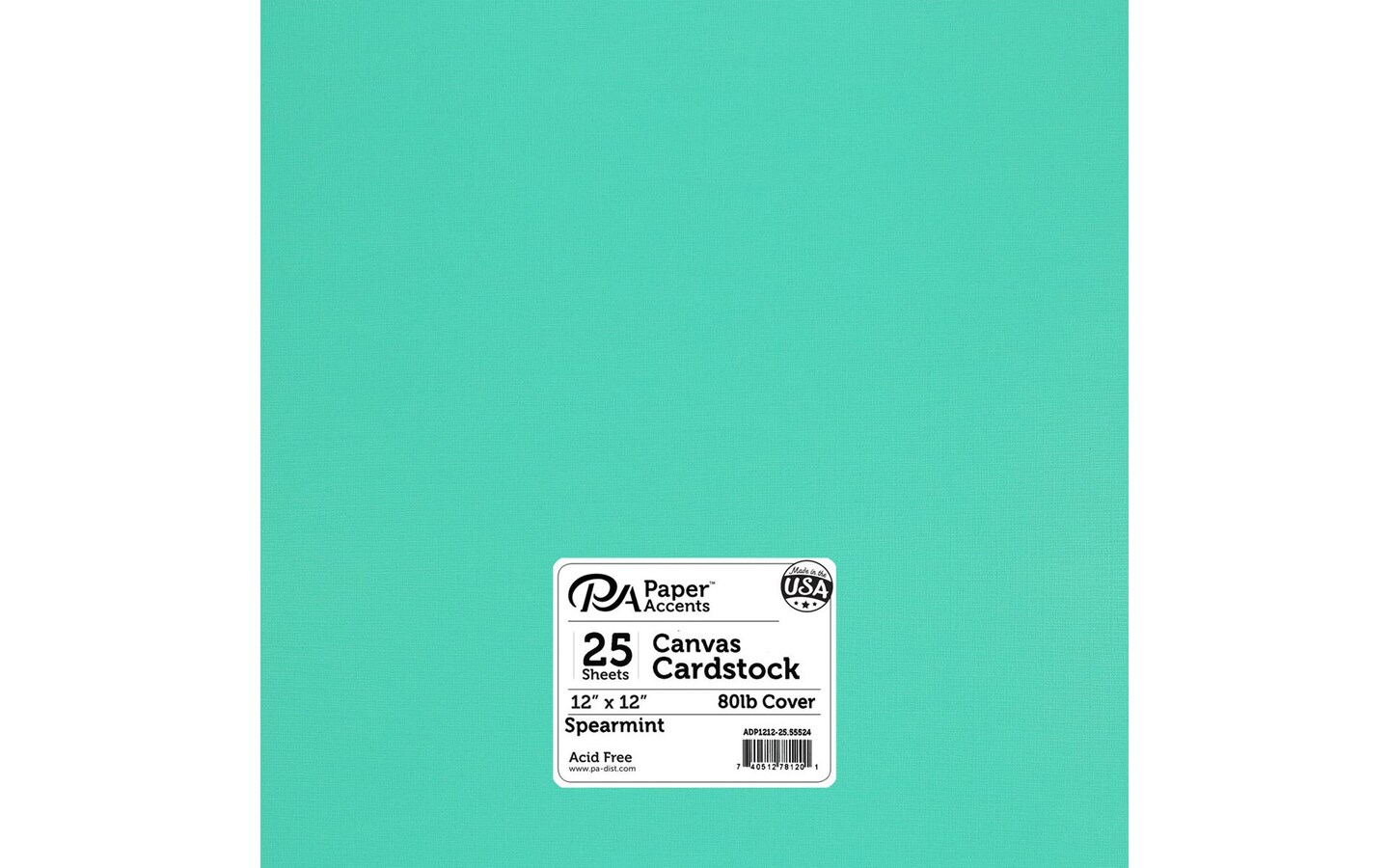PA Paper Accents Canvas Cardstock 12" x 12" Spearmint, 80lb colored ...
