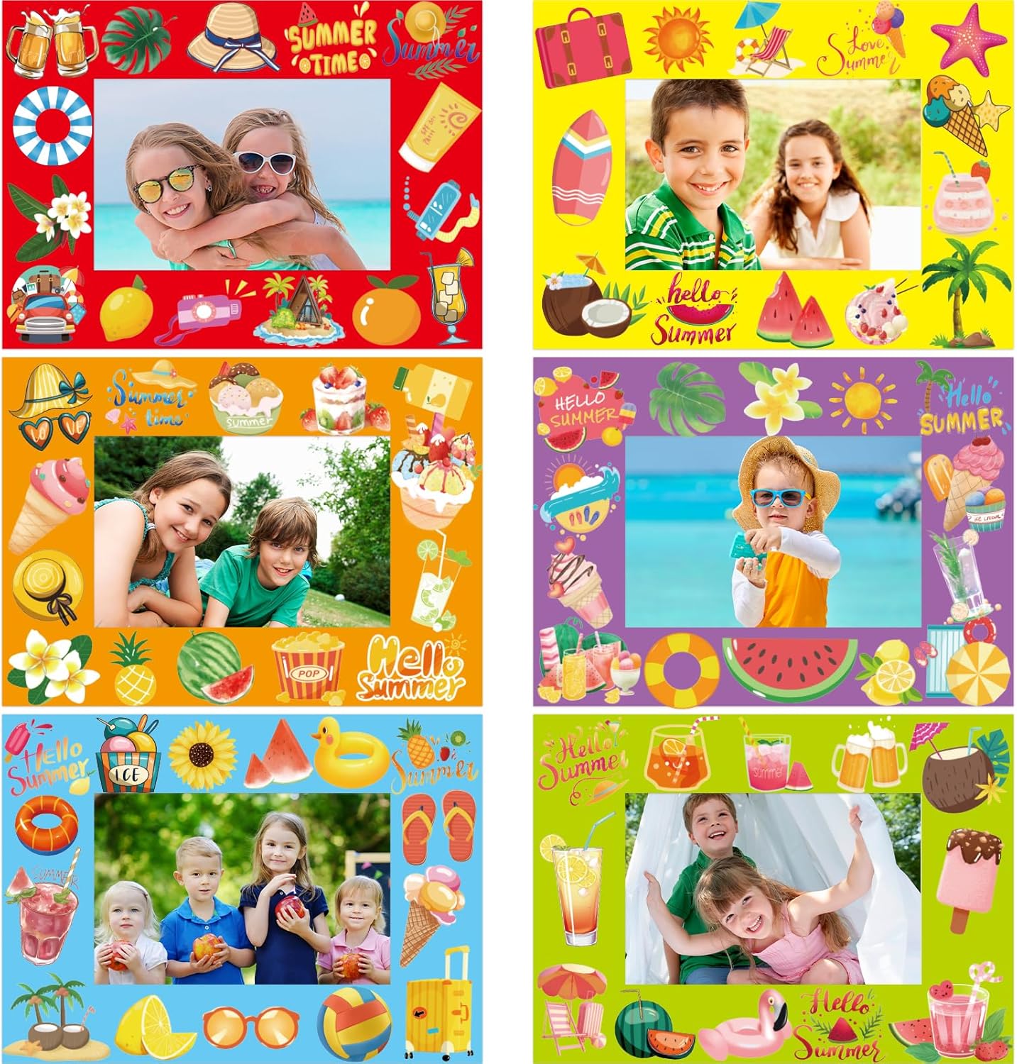 Summer Picture Frame Craft Kits for Kids Hello Summer Paper Photo Frames Aloha Beach Art ...