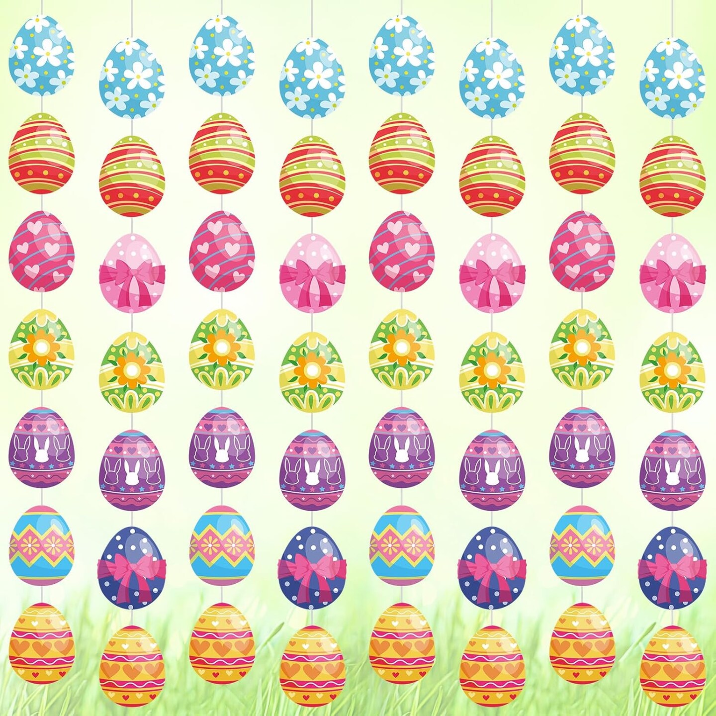 8 Pieces Easter Garland Decorations Cute Easter Egg Cutouts Happy Egg ...