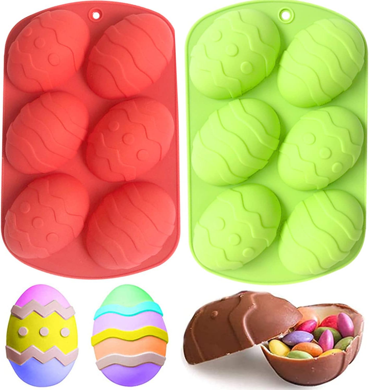2 Pack Easter Egg Chocolate Silicone Molds Eggs Shape Silicone Molds ...