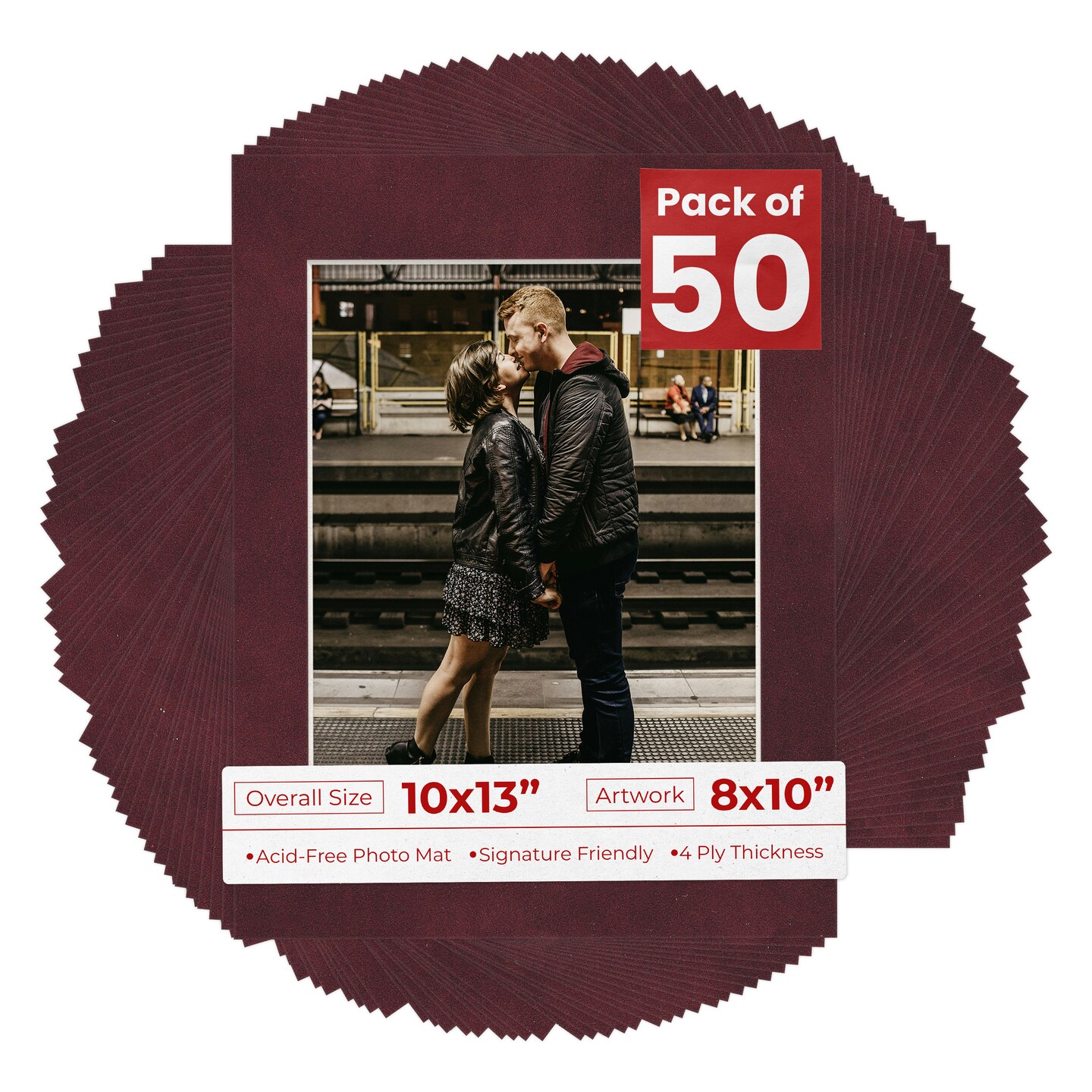 Dark Red Suede Mat Board for 10x13 Frames - Fits 8x10 Photos, Color ...