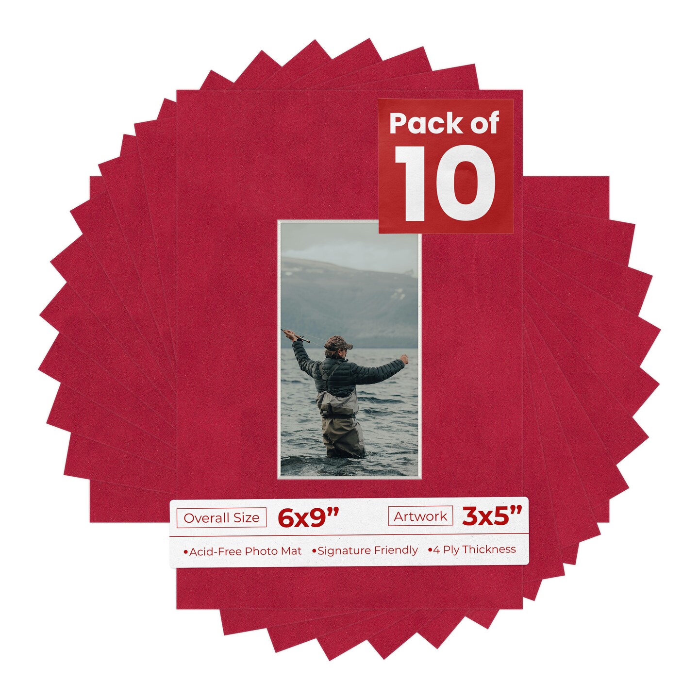 Red Suede Mat Board for 6x9 Frames - Fits 3x5 Photos, Color: Red, Count ...