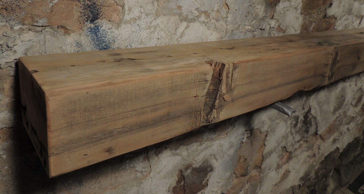 Rustic Reclaimed Fireplace Mantel 78 Inches Beautifully Gray Hued Ships ...