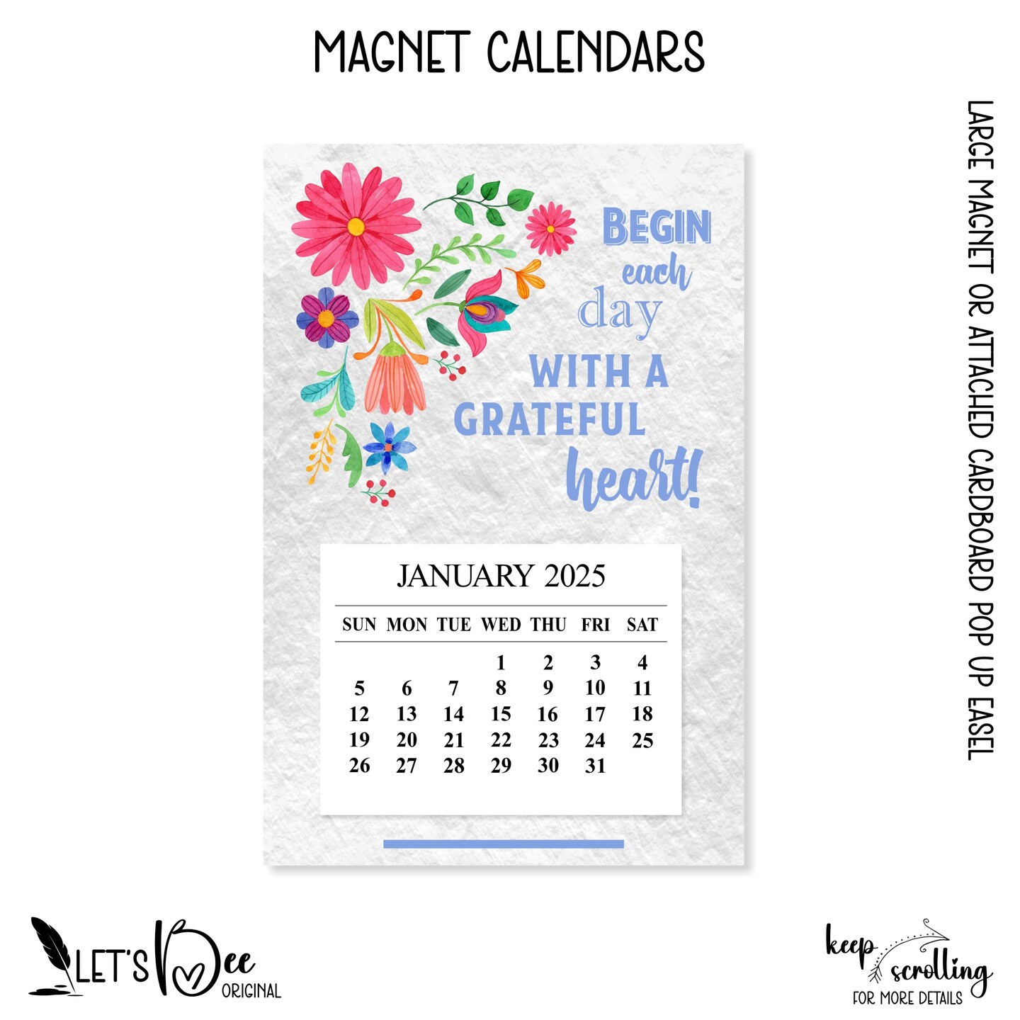 2025 Grateful Heart Magnet Calendar, 2025 Motivational Desk Calendar ...