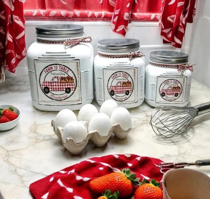 Vintage Farmhouse Cookie Jar, Rustic Fall Canisters with 45 Unique ...