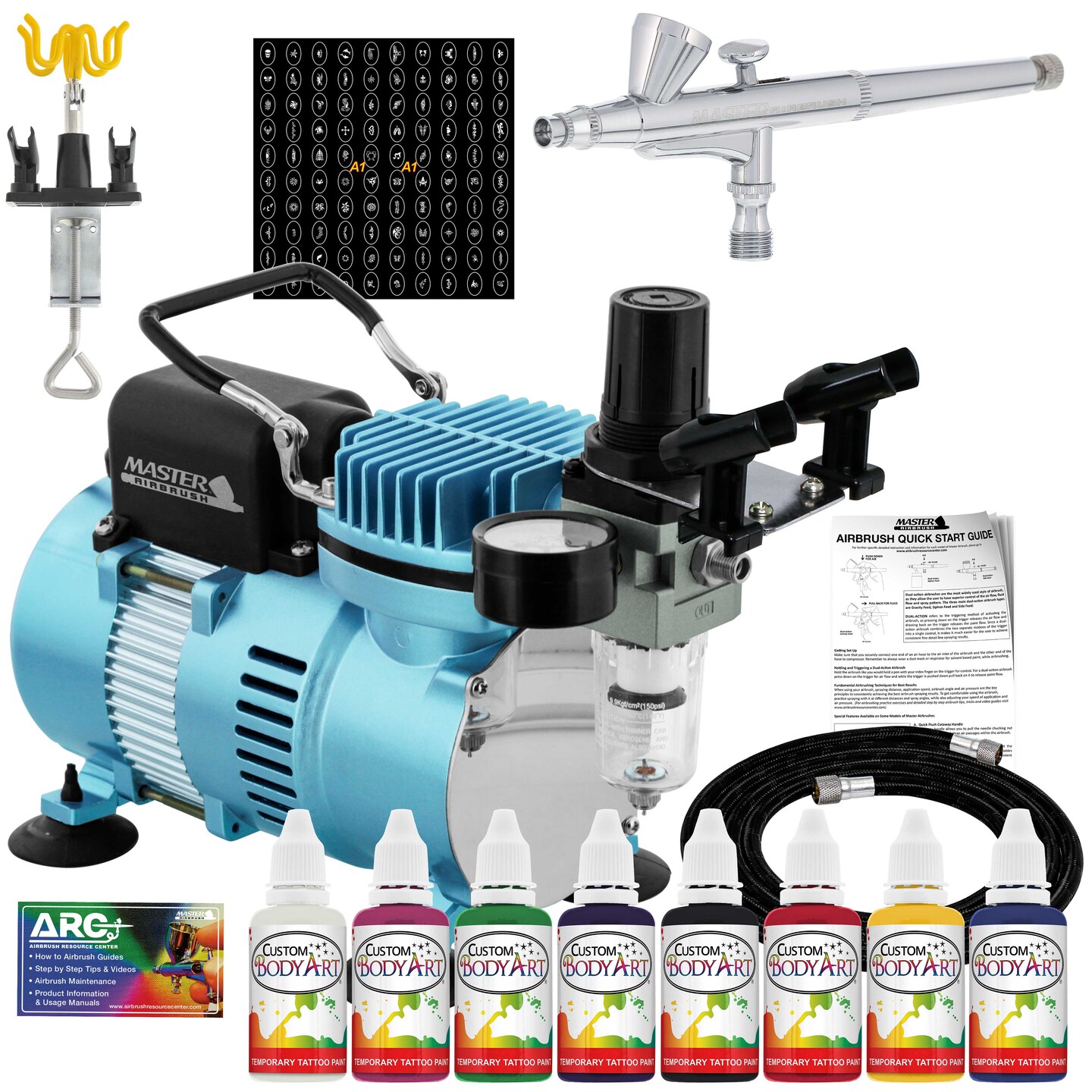 Custom Body Art System Kit with Cool Runner II Dual Fan Air Compressor ...