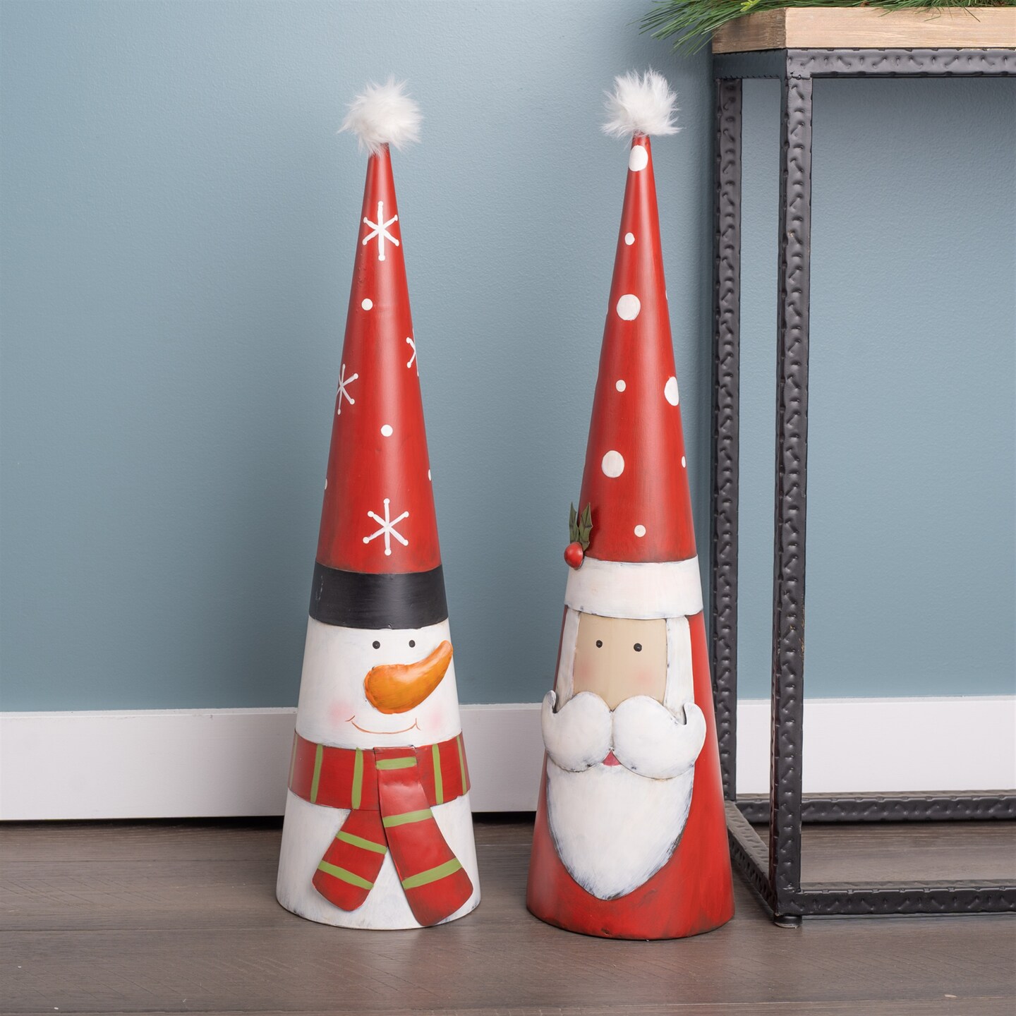 Melrose Santa and Snowman Cone Christmas Figurines – 25" - Set of 2 ...
