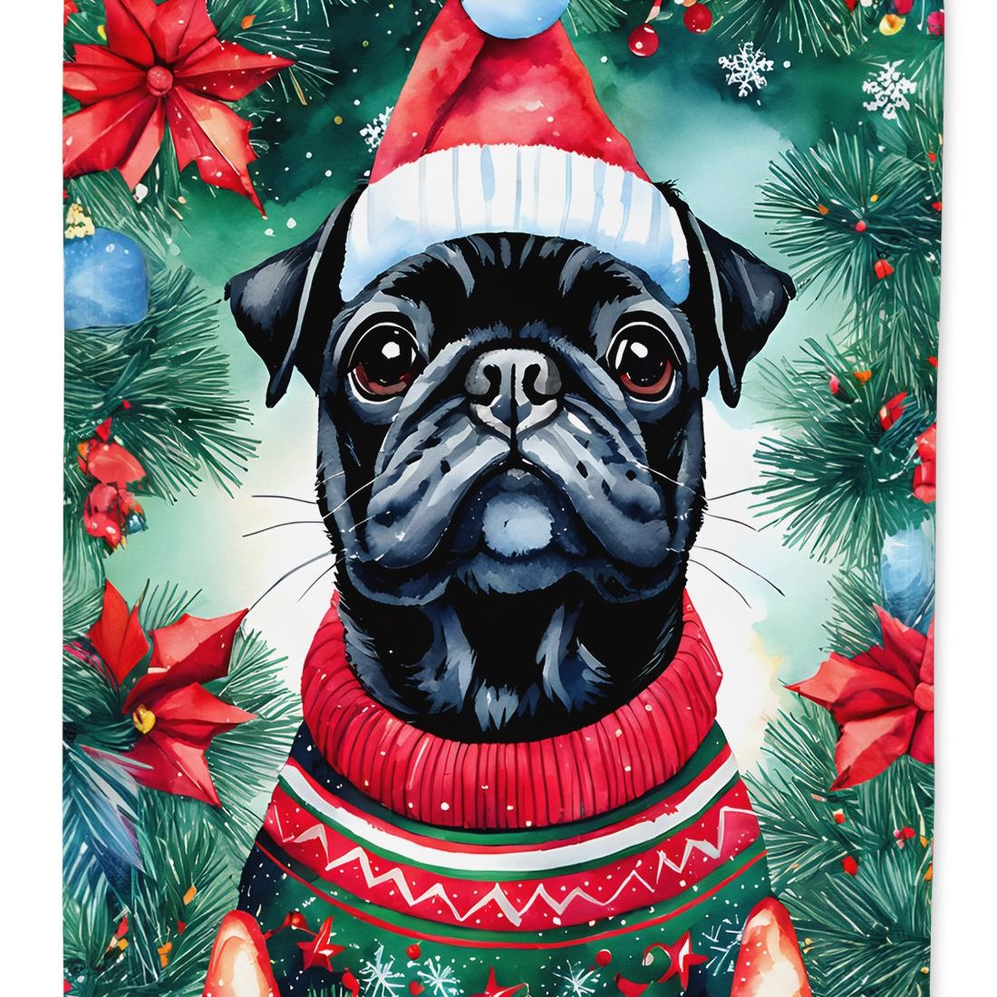 Edge Collections - 28" X 40" - Multicolor - Pug Christmas Large ...