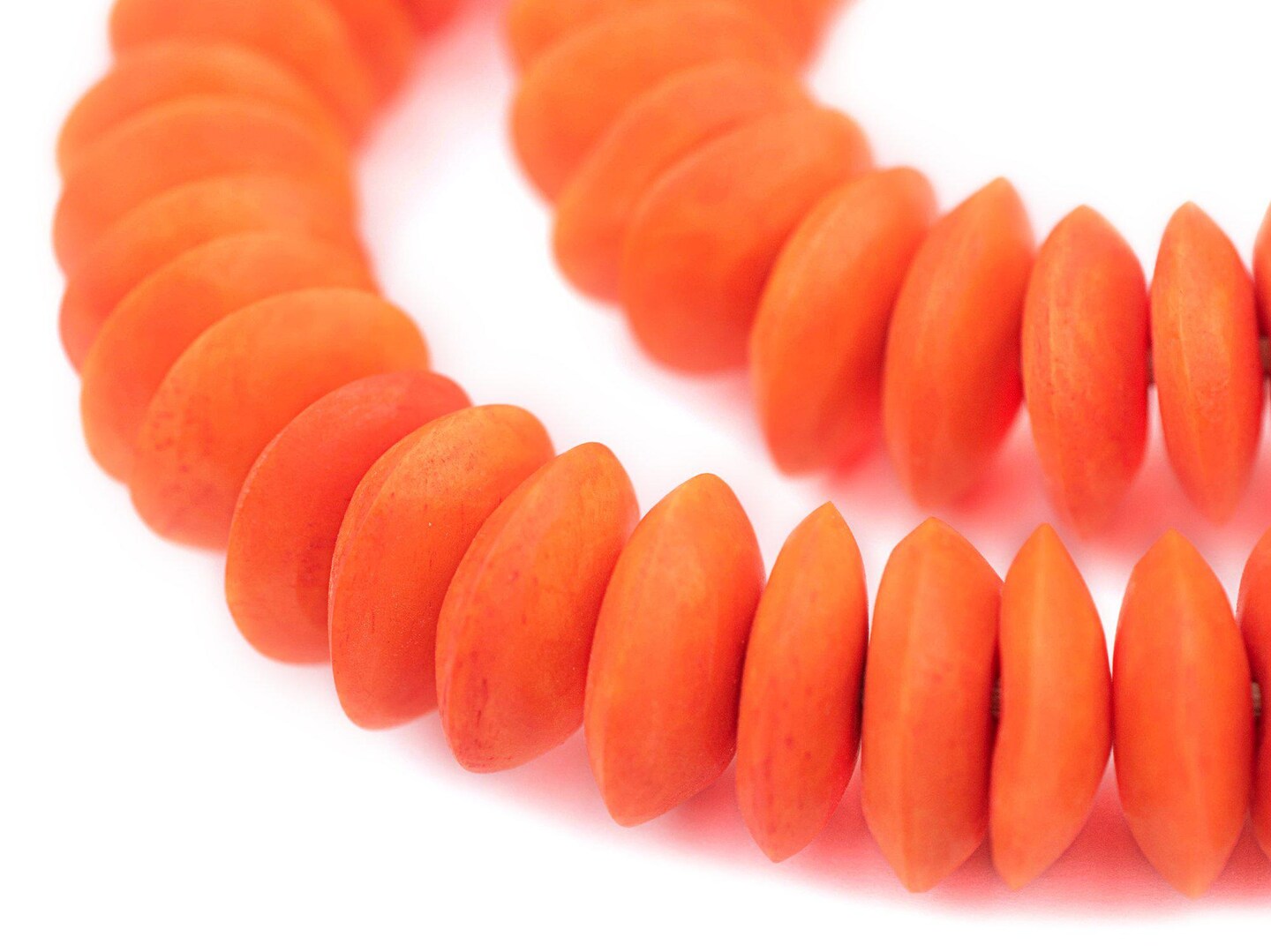 The Bead Chest Kenya Coral Bone Beads Saucer 21mm African Orange Large ...