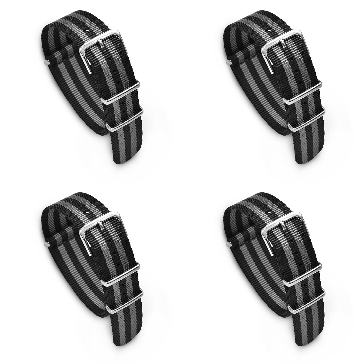 Value Pack of 4 Military MoD Nylon Watch Strap (Black/Gray) | Michaels