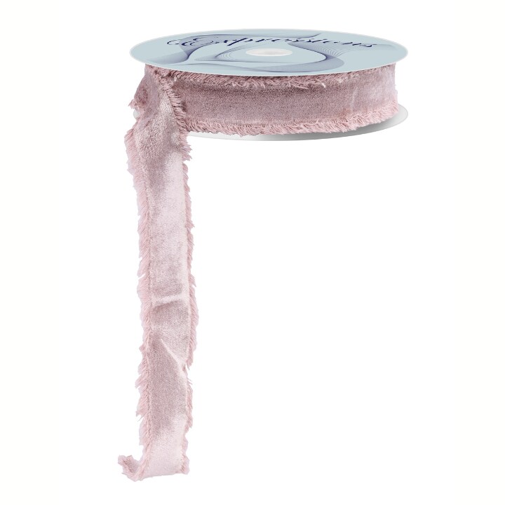 1" Taupe Frayed Velvet Ribbon | Non-Wired Trim for Gifts & Florals ...