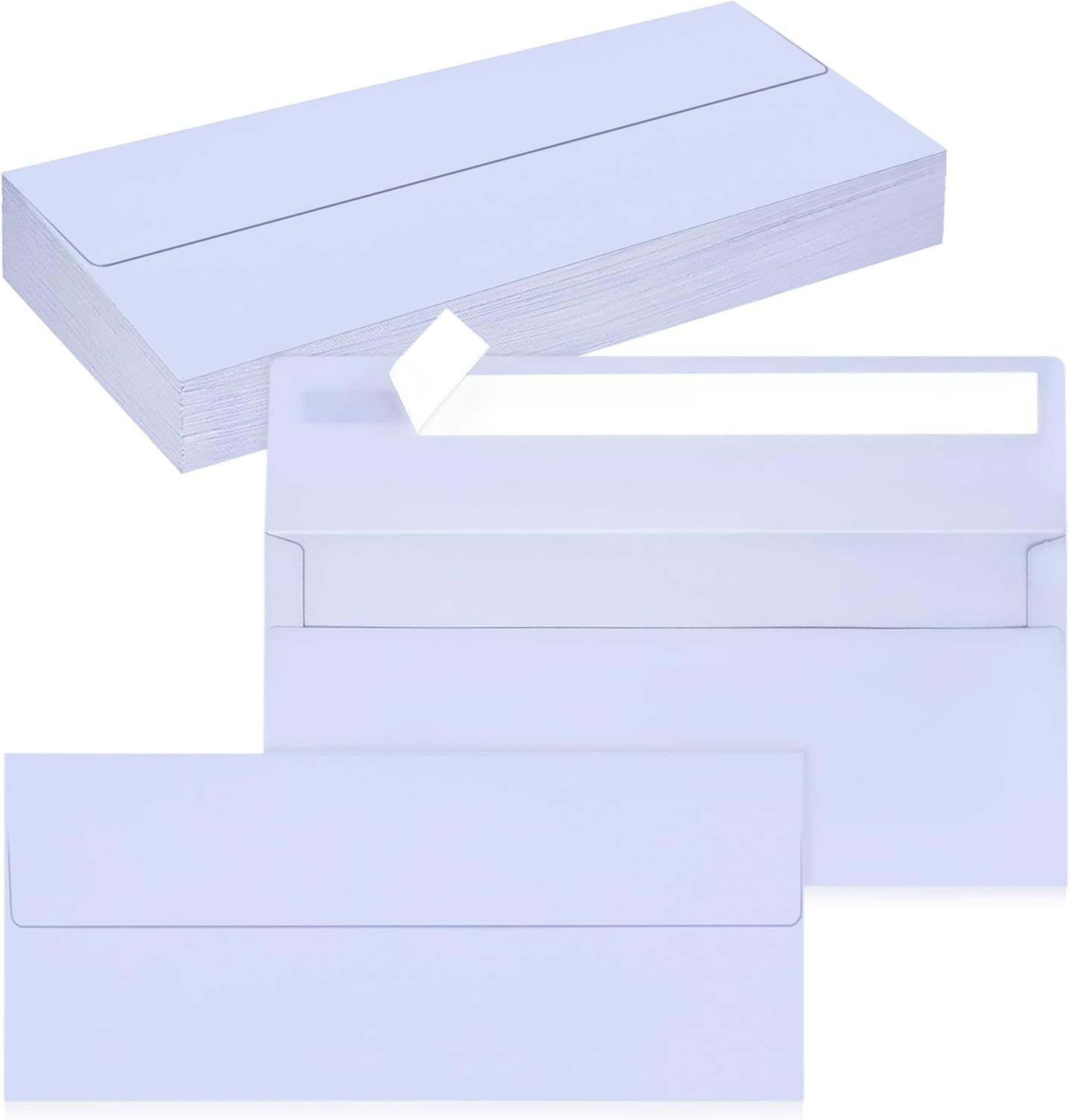 50 Pack #10 Business Envelopes, Self Seal Standard Lavender Envelopes ...