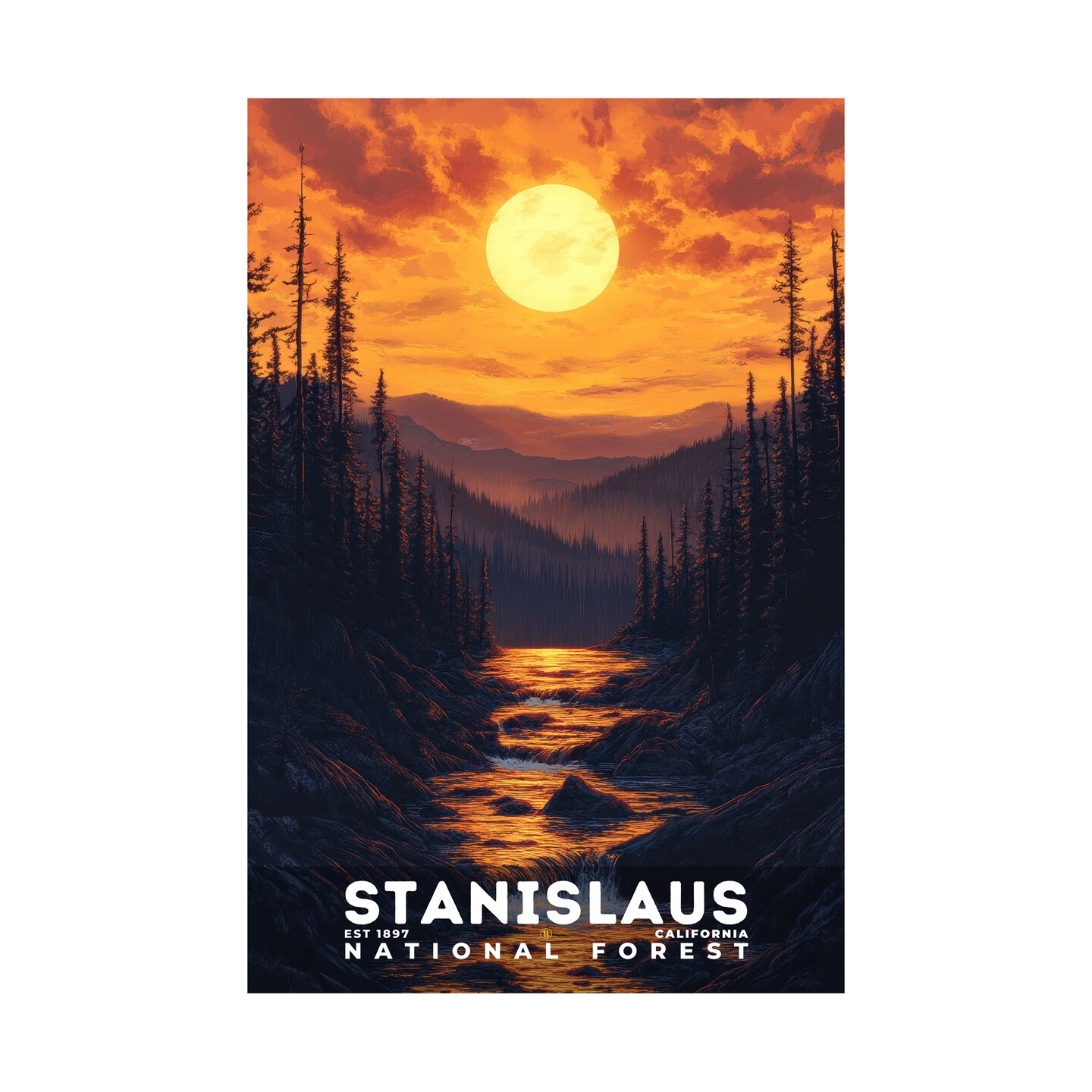 Stanislaus National Forest Poster, Travel Art, Office Poster, Home ...