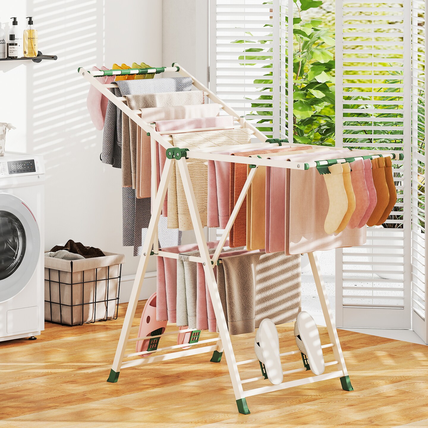Foldable Clothes Drying Rack Metal Laundry Garment Stand with ...
