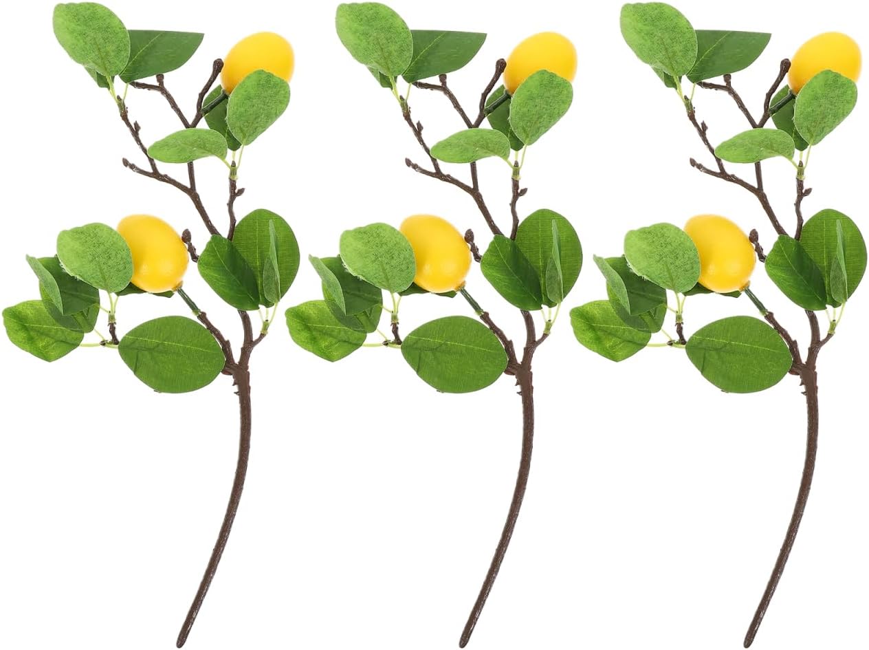 3pcs Artificial Lemon Branches, 13.7 Inches Long Stem Lemon Picks, Faux ...