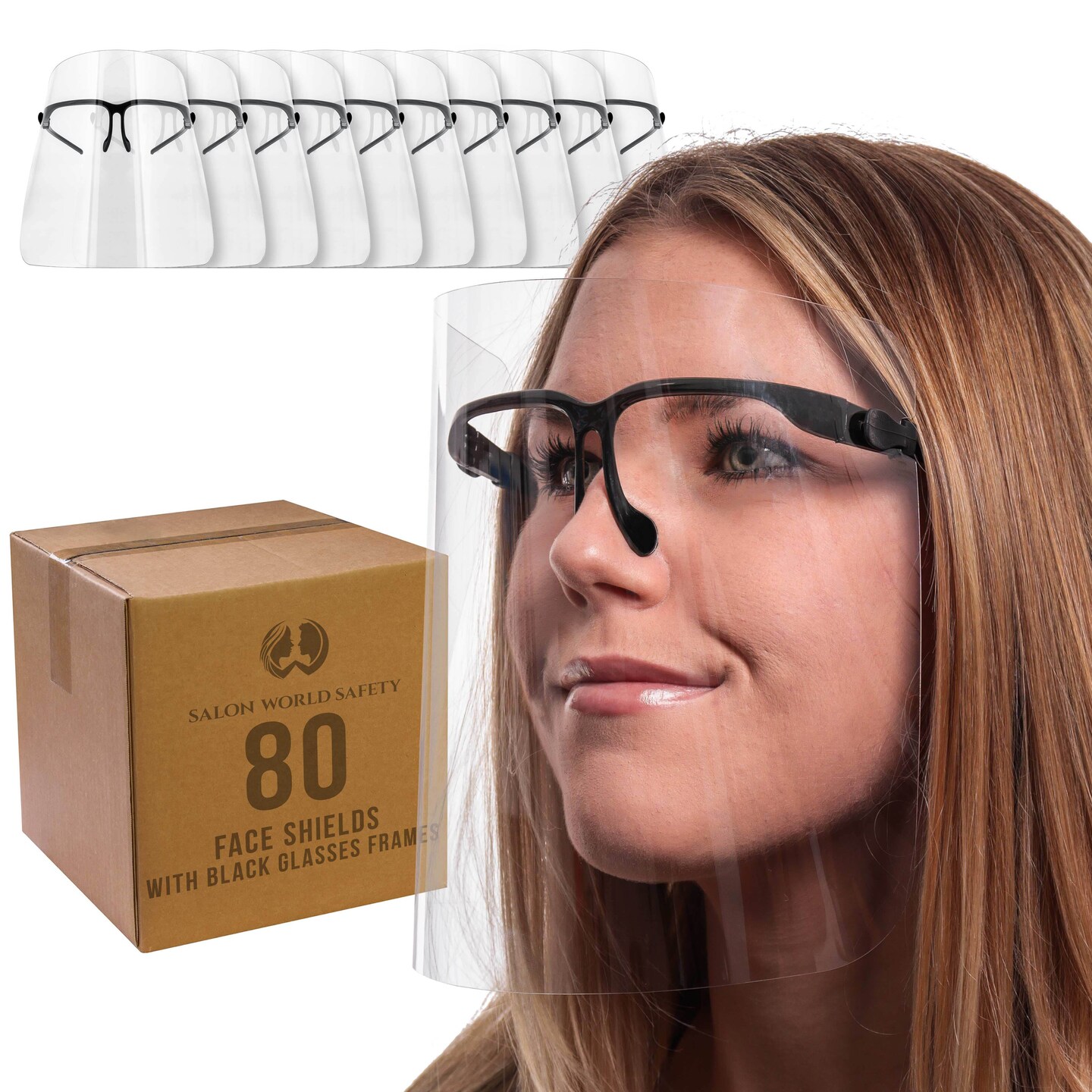 Face Shields with Black Glasses Frames (20 Packs of 4) - Ultra Clear ...