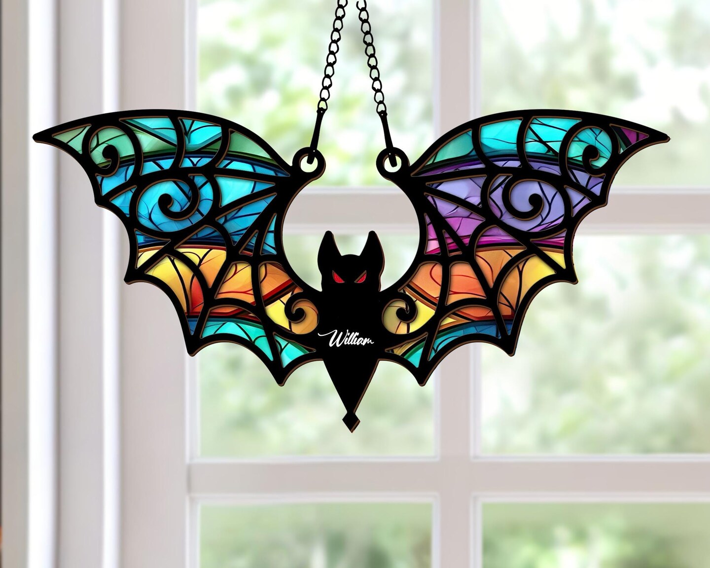 Custom Halloween Bat Gothic Suncatcher, Dark Academia Decor, Aesthetic ...