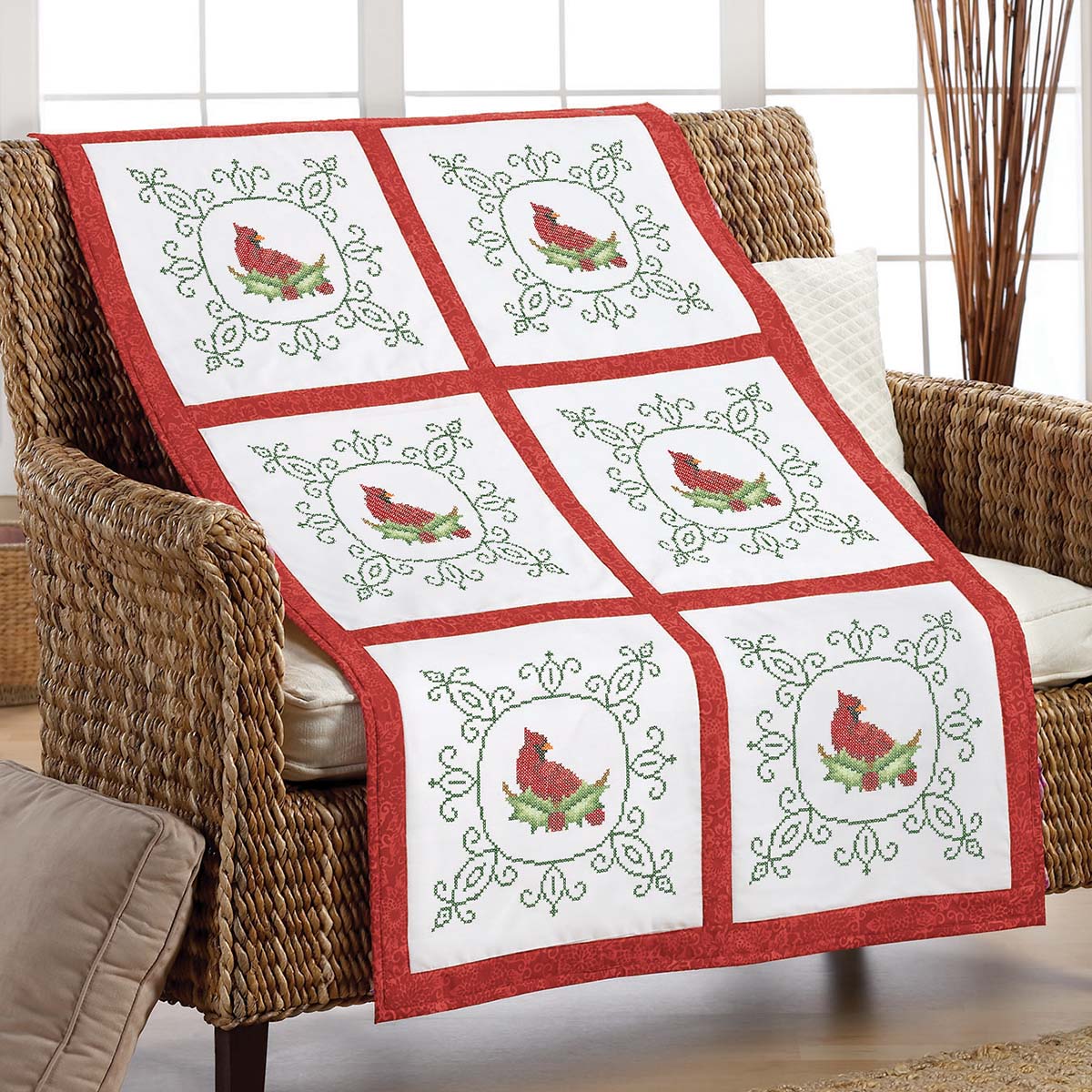 Herrschners Cardinal Charm Quilt Blocks Stamped Cross-Stitch | Michaels
