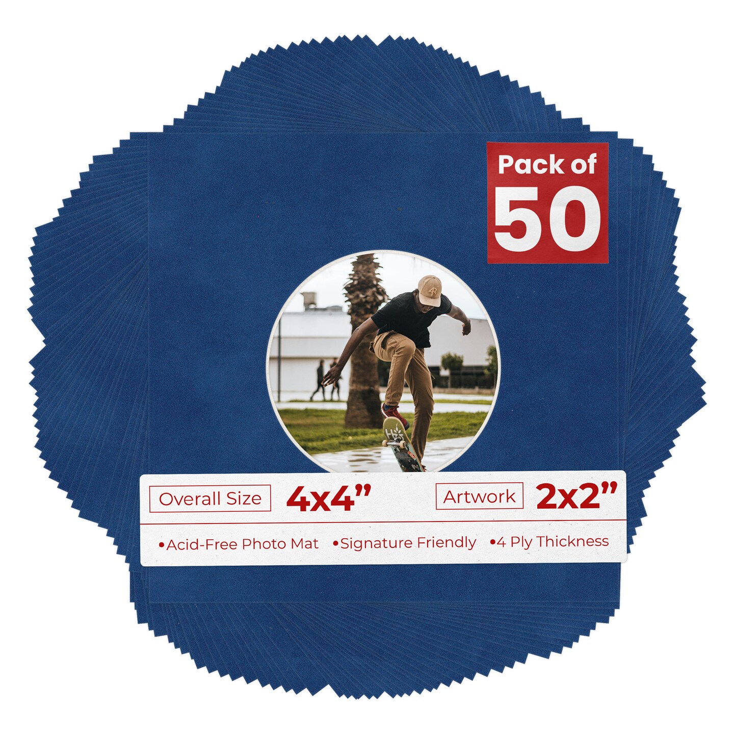 Brooke Blue Suede Mat Board for 4x4 Inch Frames - Circle Opening for ...