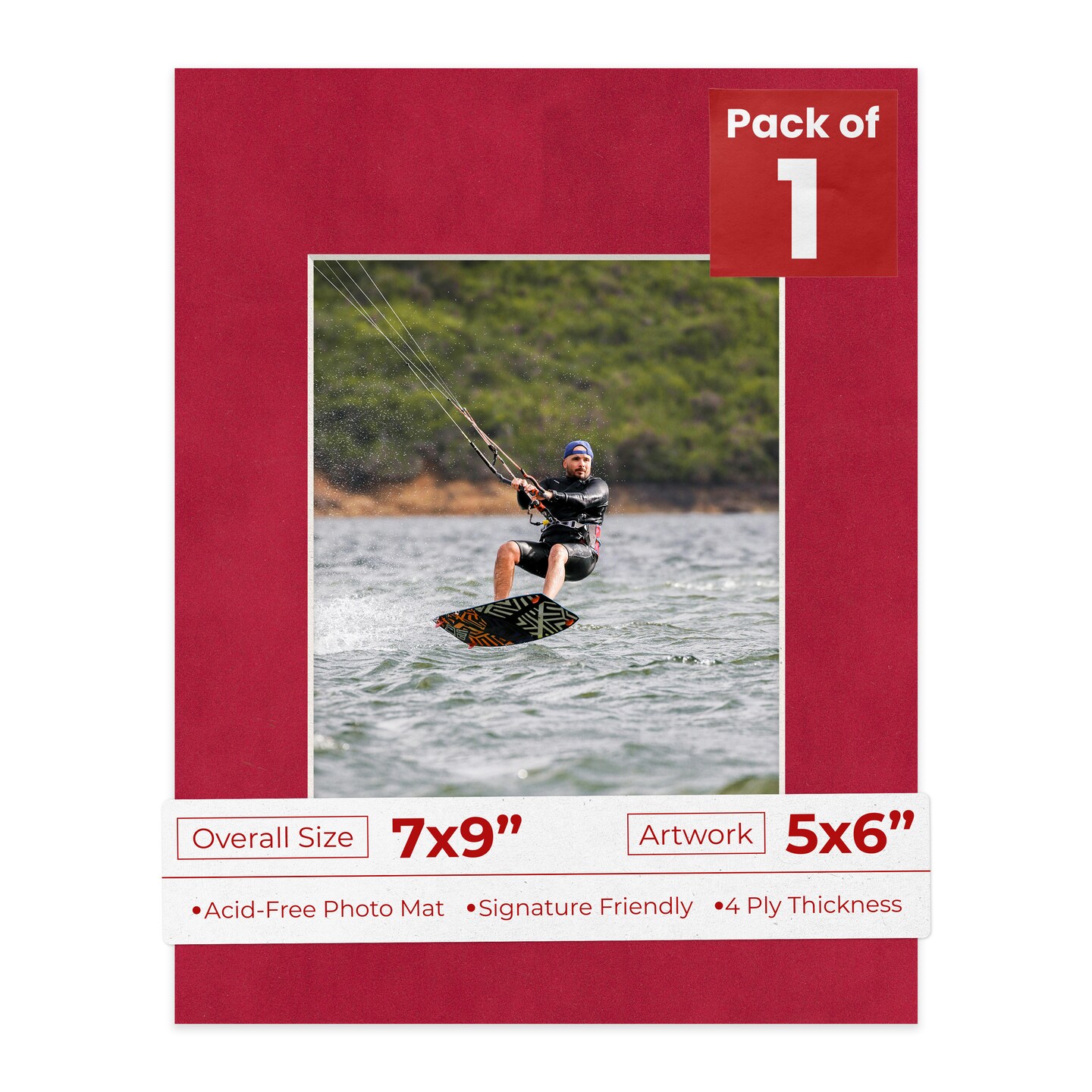 Red Suede Mat Board for 7x9 Frames - Fits 5x6 Photos, Color: Red, Count ...