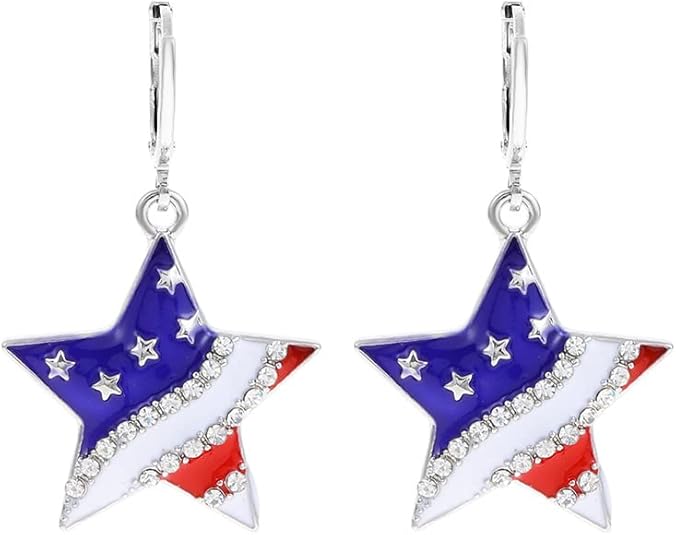 American Flag Earrings Patriotic Red White Blue USA Earring,4th of July ...