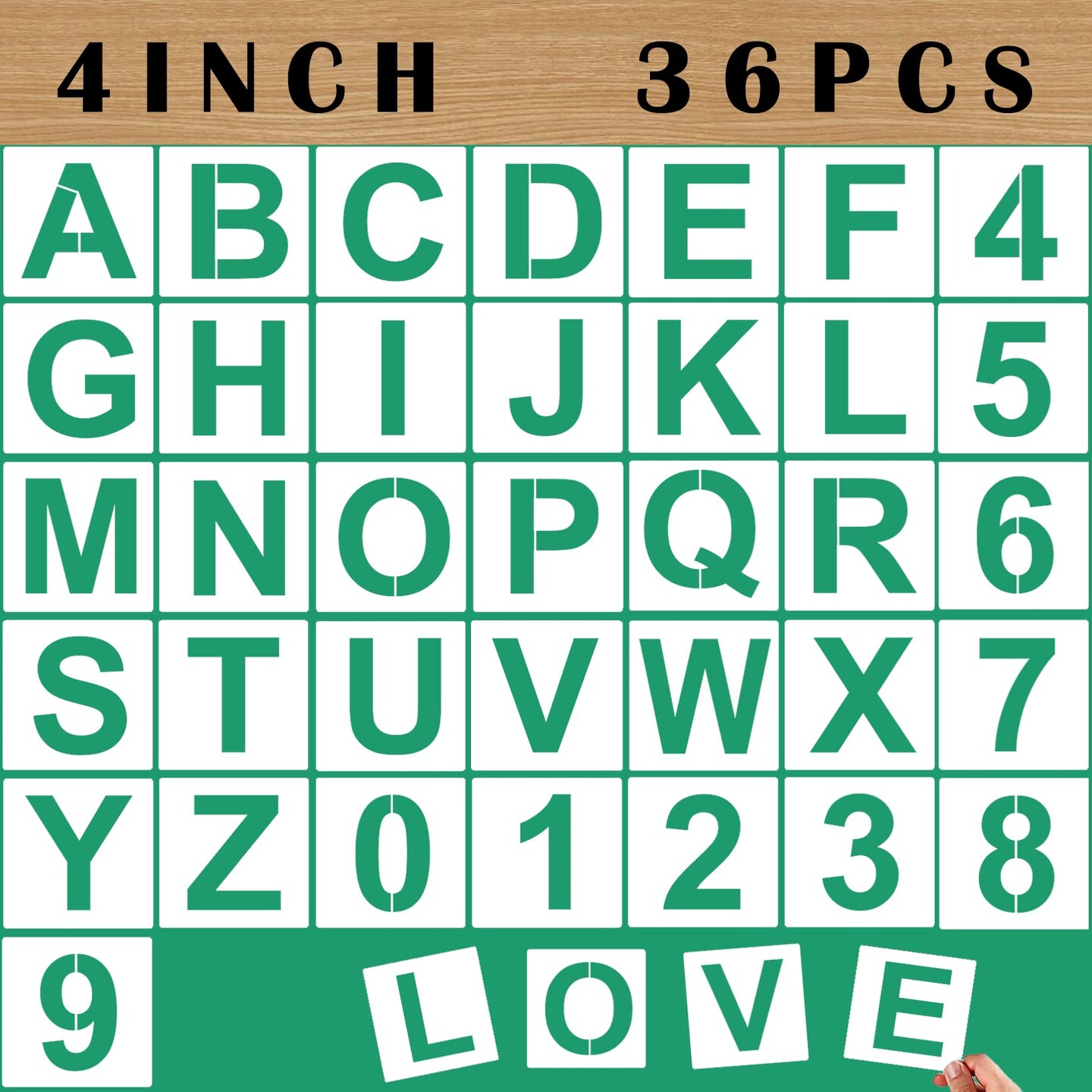 4'' Letter Stencils and Numbers Reusable Plastic, 36 Pc Alphabet Art ...