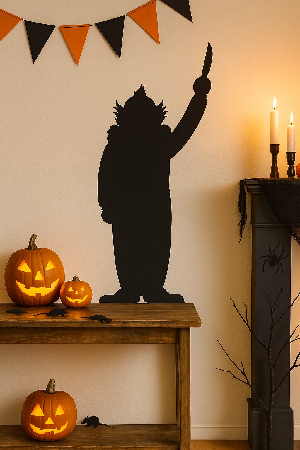 Creepy Clown Halloween Wall Decal with Knife, Scary Silhouette Vinyl ...