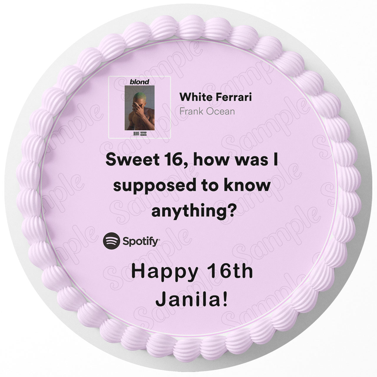 White Ferrari Sweet 16 How Was I Supposed To Know Anything Frank Ocean Edible Cake Image Topper ...