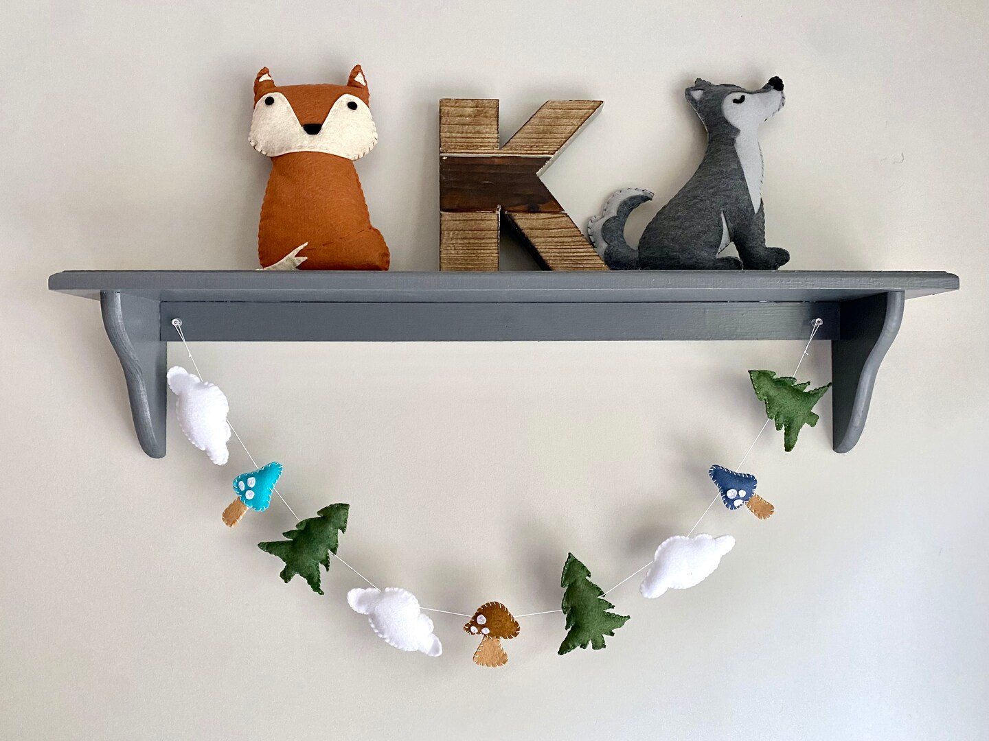 Felt Mushroom Nursery Garland, Boy Woodland Nursery Wall Decor, Forest ...