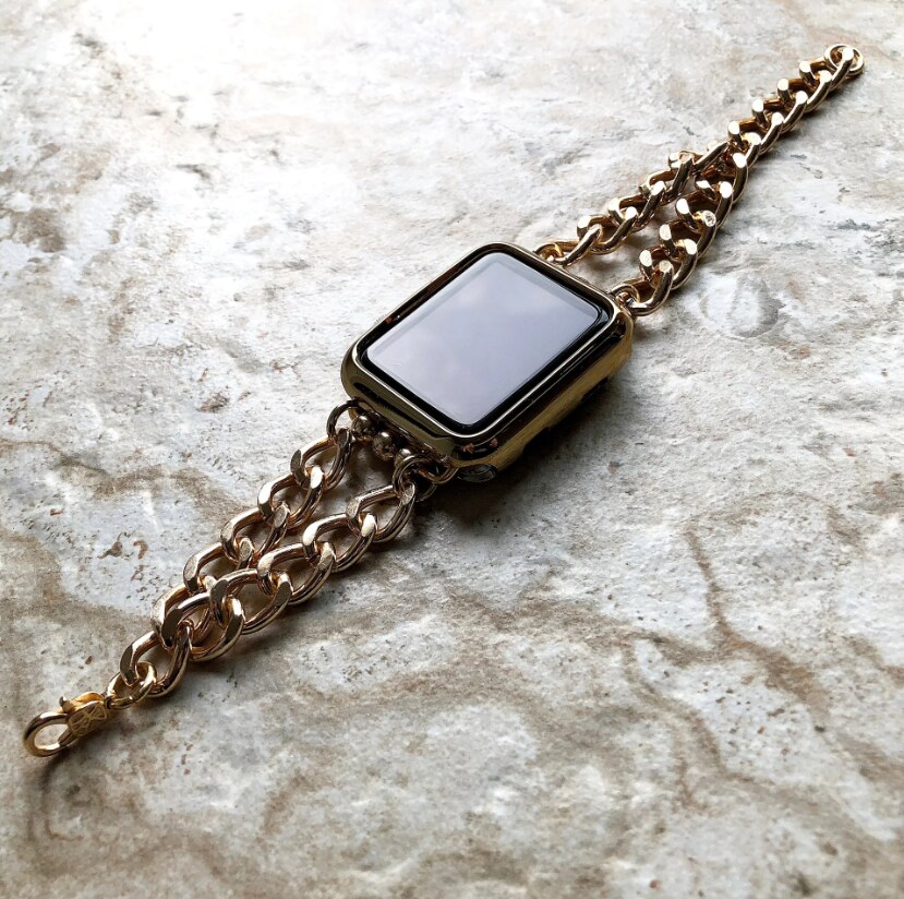 Apple Watch Gold Color Two Tones CB Bracelet Band for Ultra 3 2 1, 11 ...