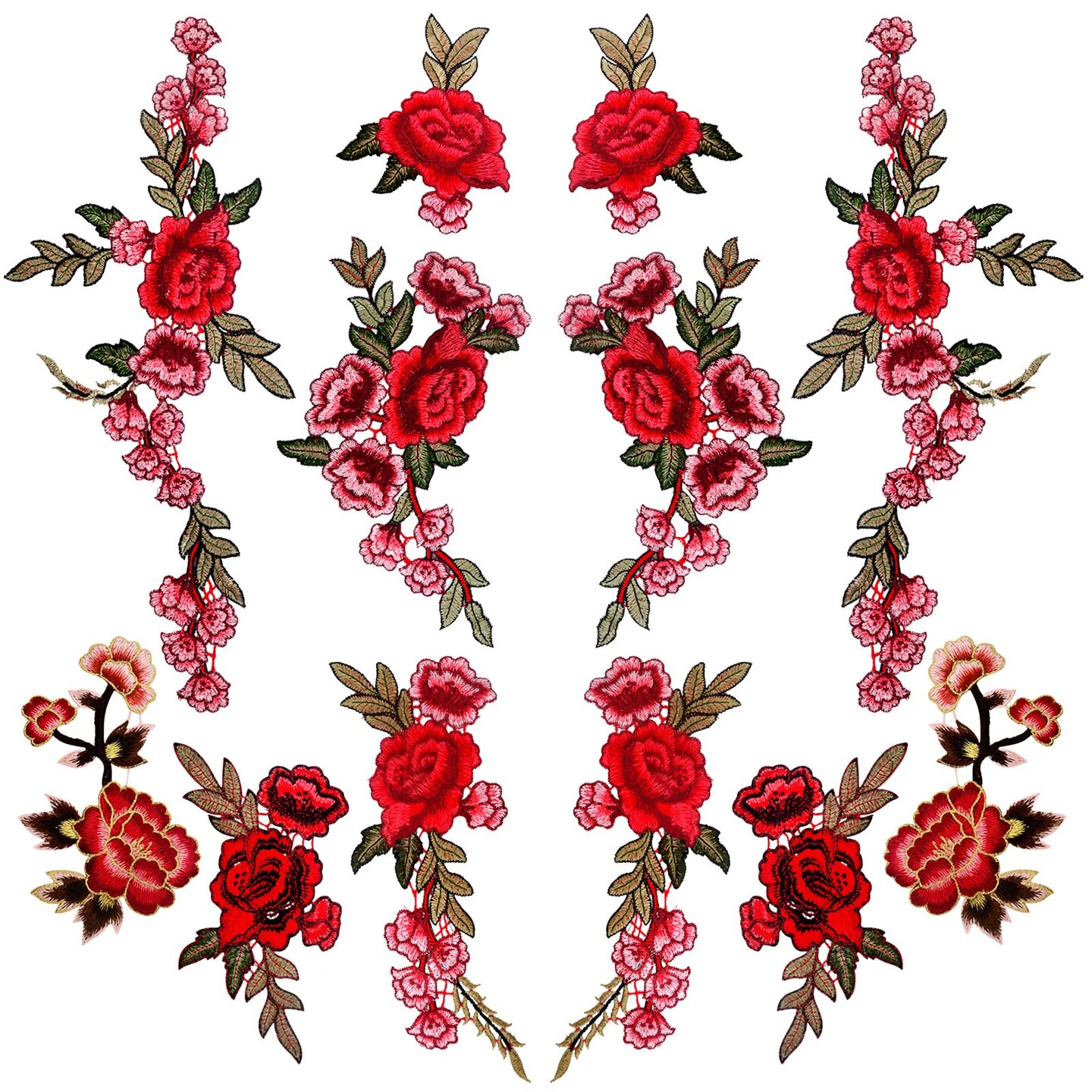 12 Pieces (6 Pairs) Iron On Flower Patches Clothing Patch Delicate ...
