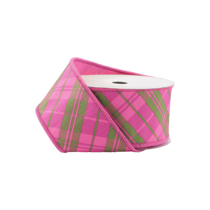 LaRibbons 2 1/2" - 4" Wired Dupioni Ribbon | Bias Plaid w/ Taffeta ...