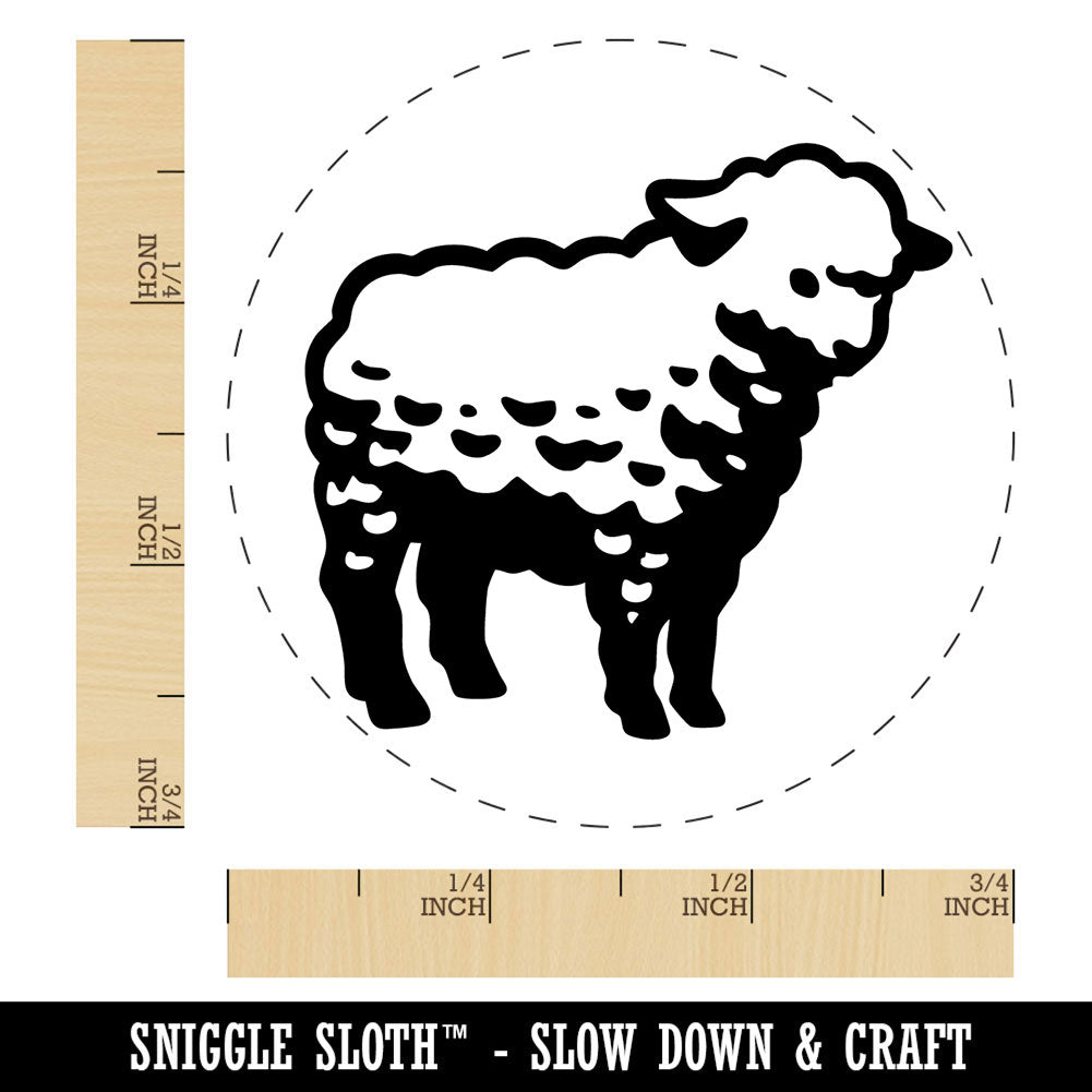 Realistic Fluffy Lamb Sheep Standing Self-Inking Rubber Stamp Crafting ...