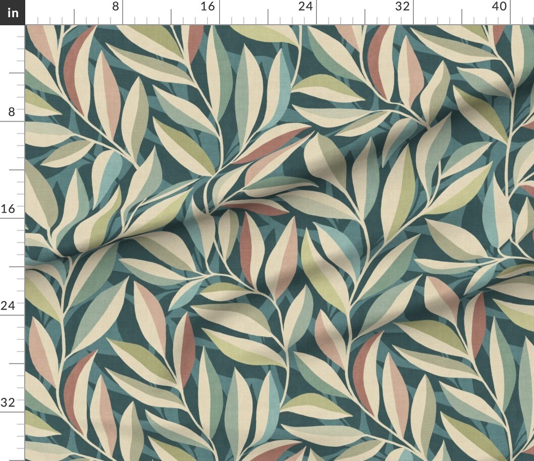 Various Fabrics by the Yard or Fat Quarter Modern Botanical Calm Leaves ...