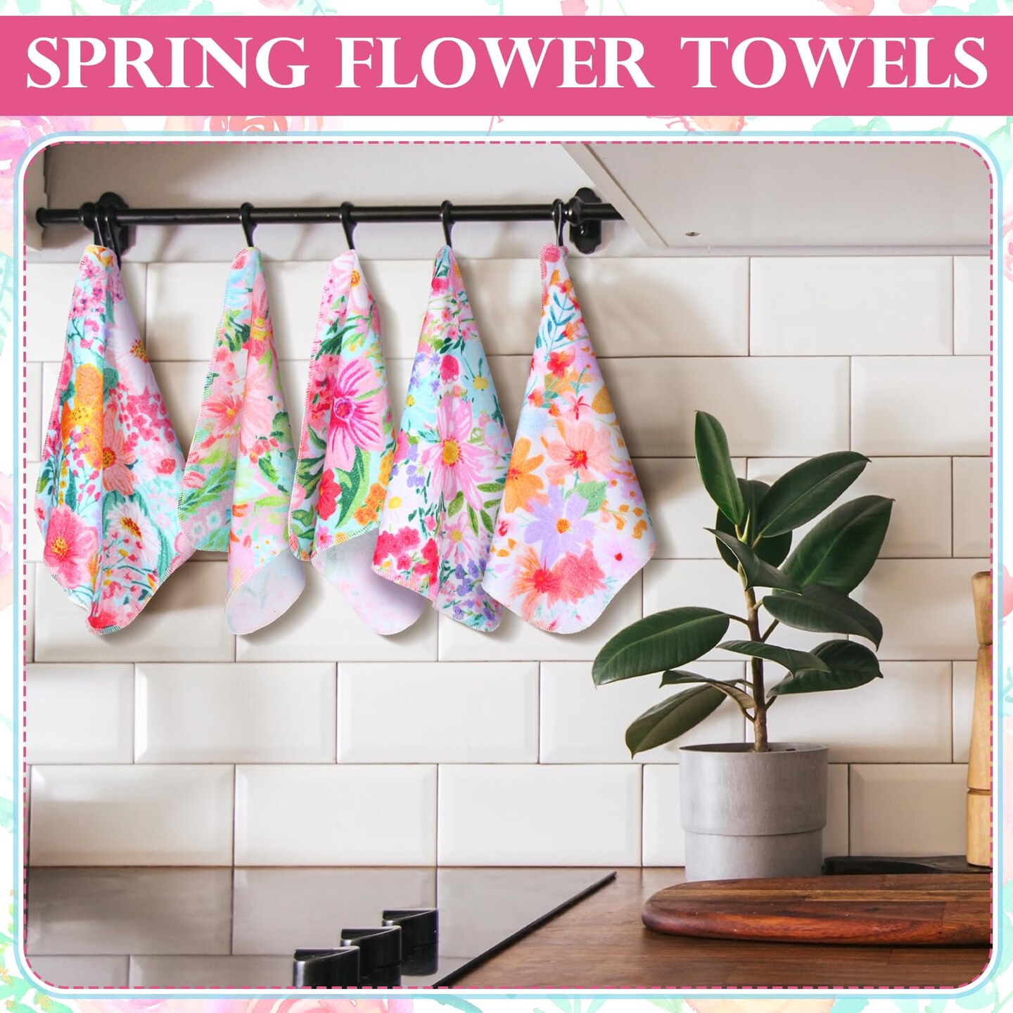 36 Pack Bright Flowers Reusable Cleaning Cloths Washable Cotton Kitchen ...