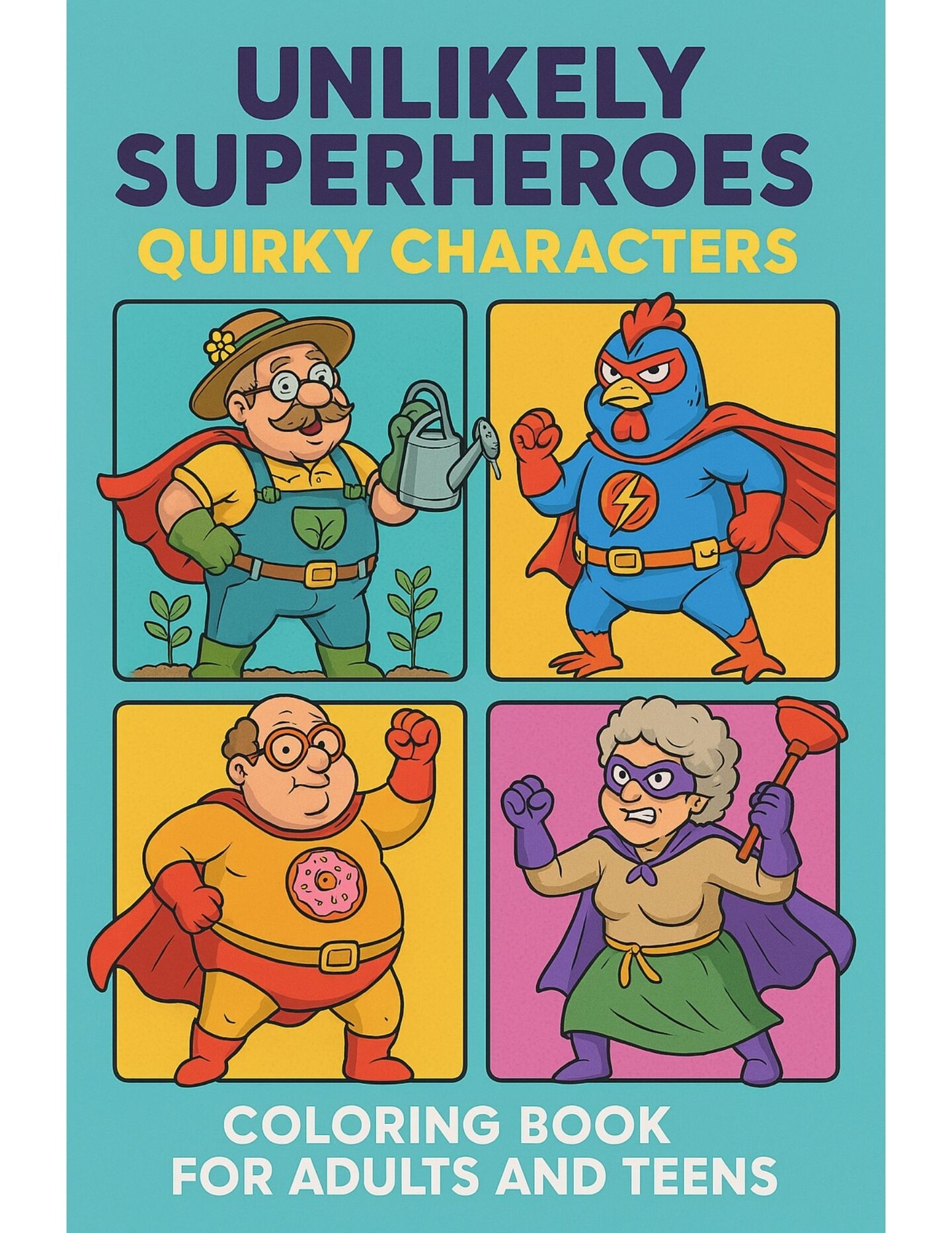 Unlikely Superheroes Quirky Characters Coloring Sheets For Adults and ...