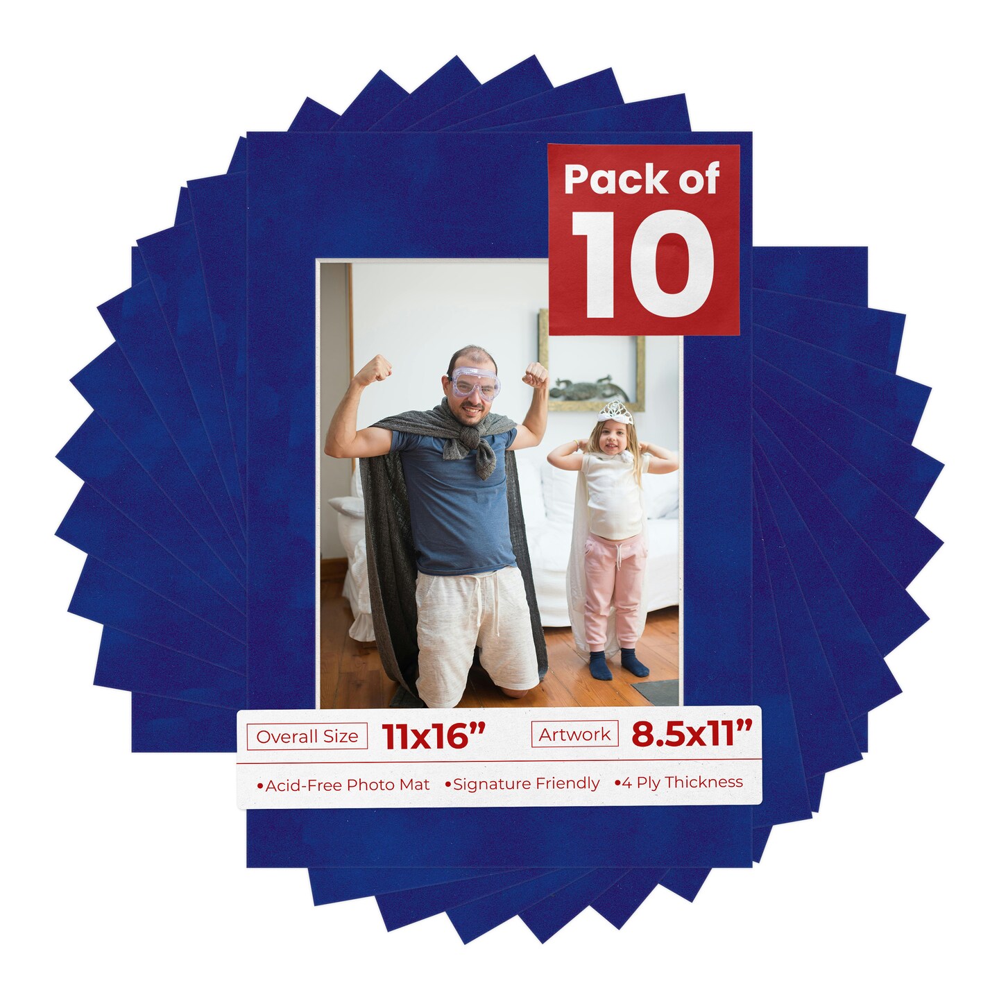 Royal Blue Suede Mat Board for 11x16 Frames - Fits 8.5x11 Photos, Color ...