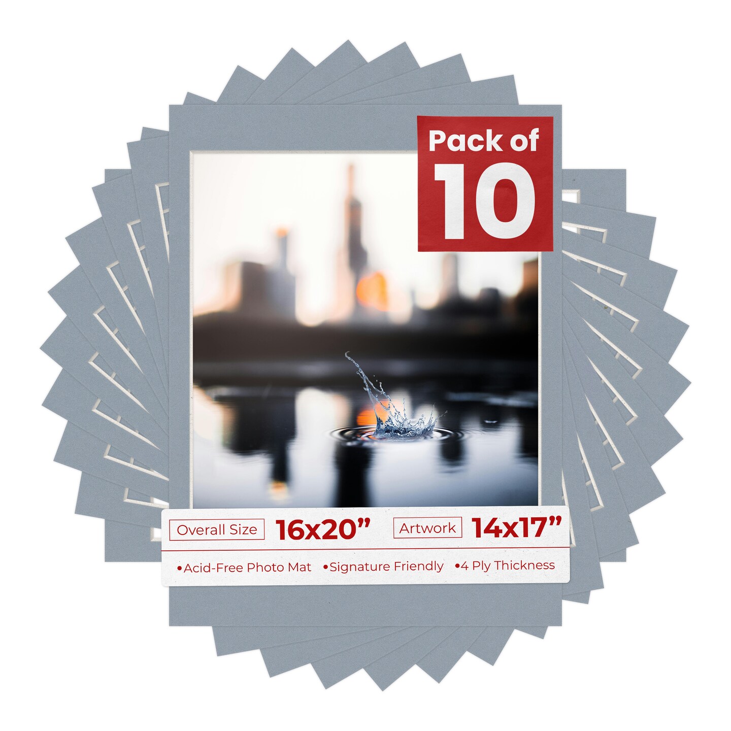 Mid Grey Mat Board for 16x20 Frames - Fits 14x17 Photos, Color: Grey ...