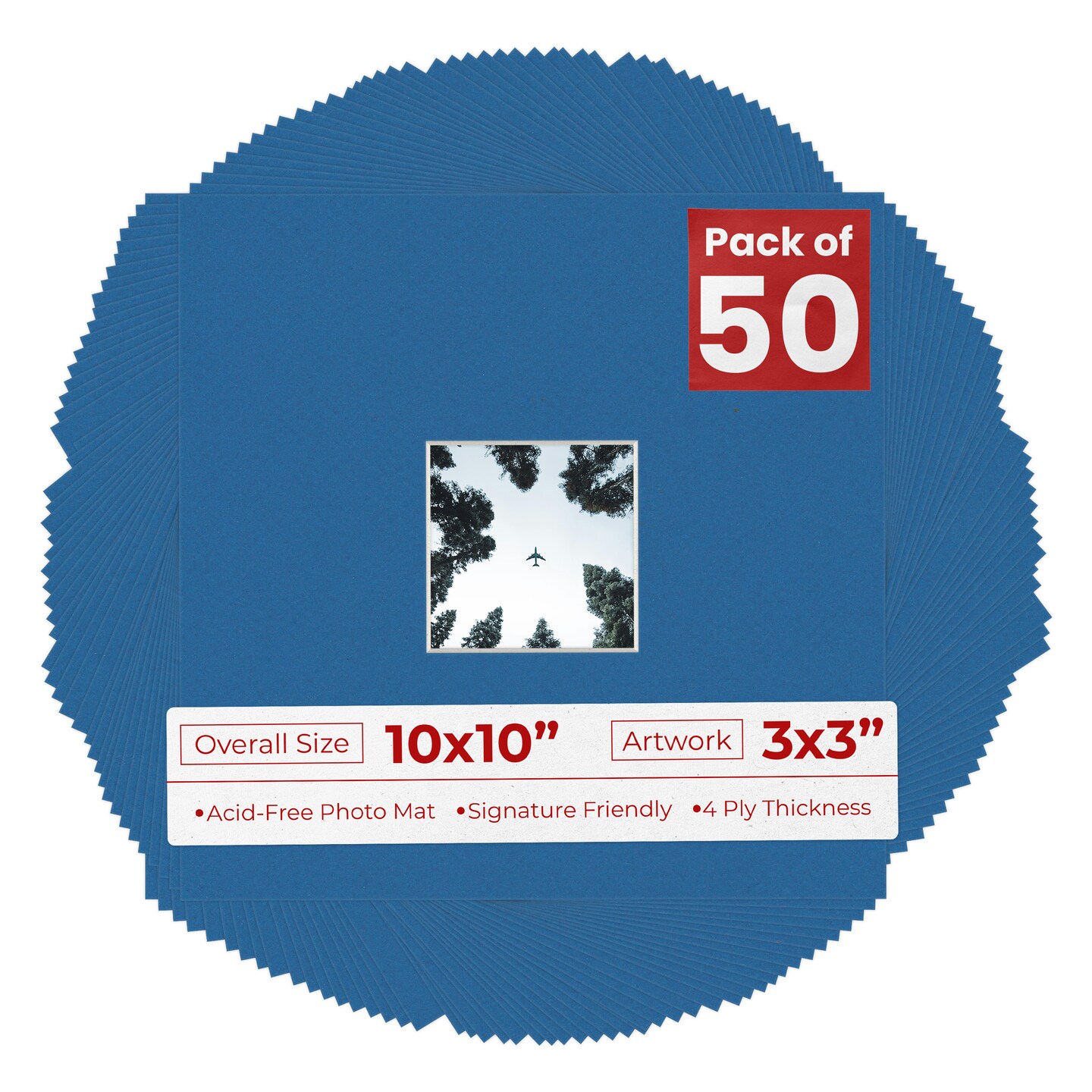 Royal Blue Mat Board for 10x10 Frames - Fits 3x3 Photos, Color: Blue ...