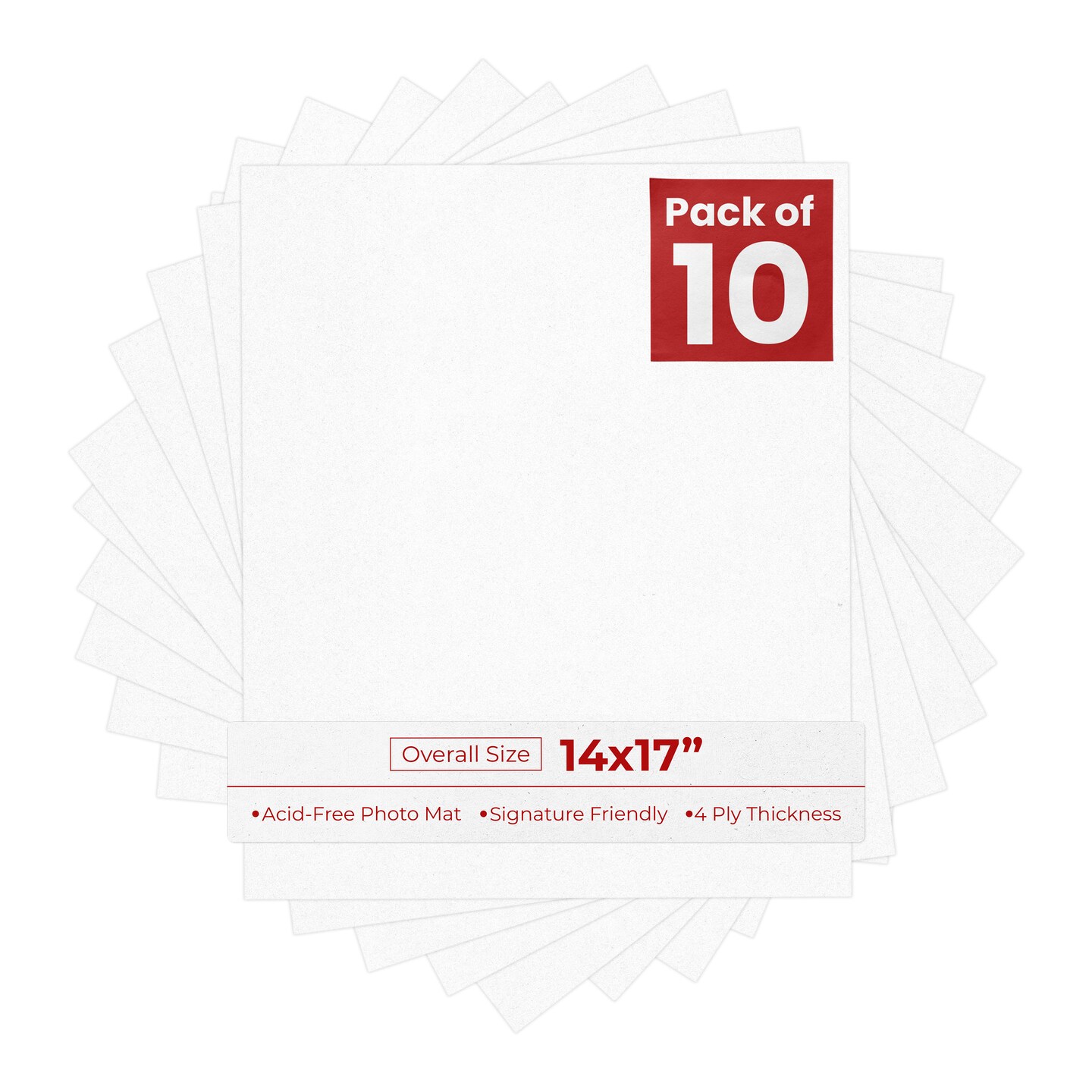 White with Black Core 14x17 Uncut Mat Board - Blank Sheets, No Opening ...