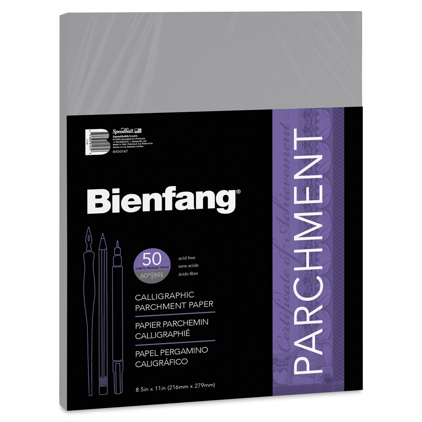 Bienfang Calligraphic Parchment Paper - 8-1/2" x 11", Gunmetal, 50 ...
