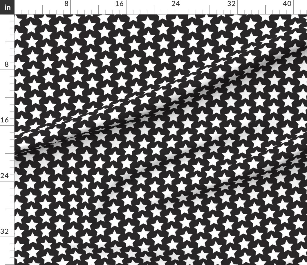 Stars, White Star, Black, Celestial, Punk Rock Custom Printed Fabric by ...