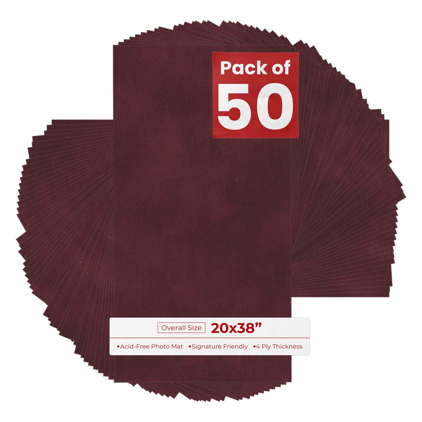 Dark Red Suede 20x38 Uncut Mat Board - Blank Sheets, No Opening, Color ...