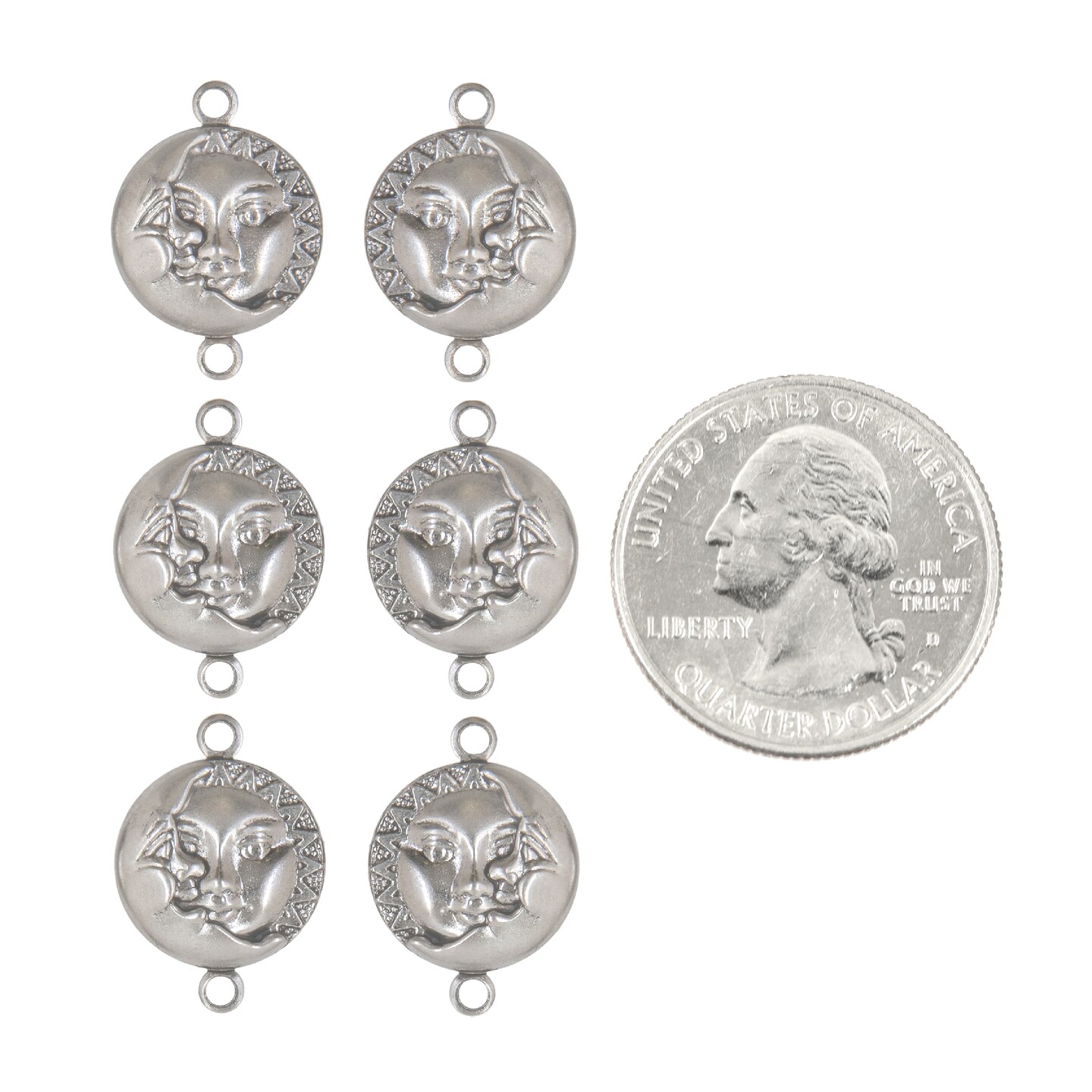 Pewter Plated Brass Connectors Sun and Moon Three pairs - XXX - *P-2C42 ...