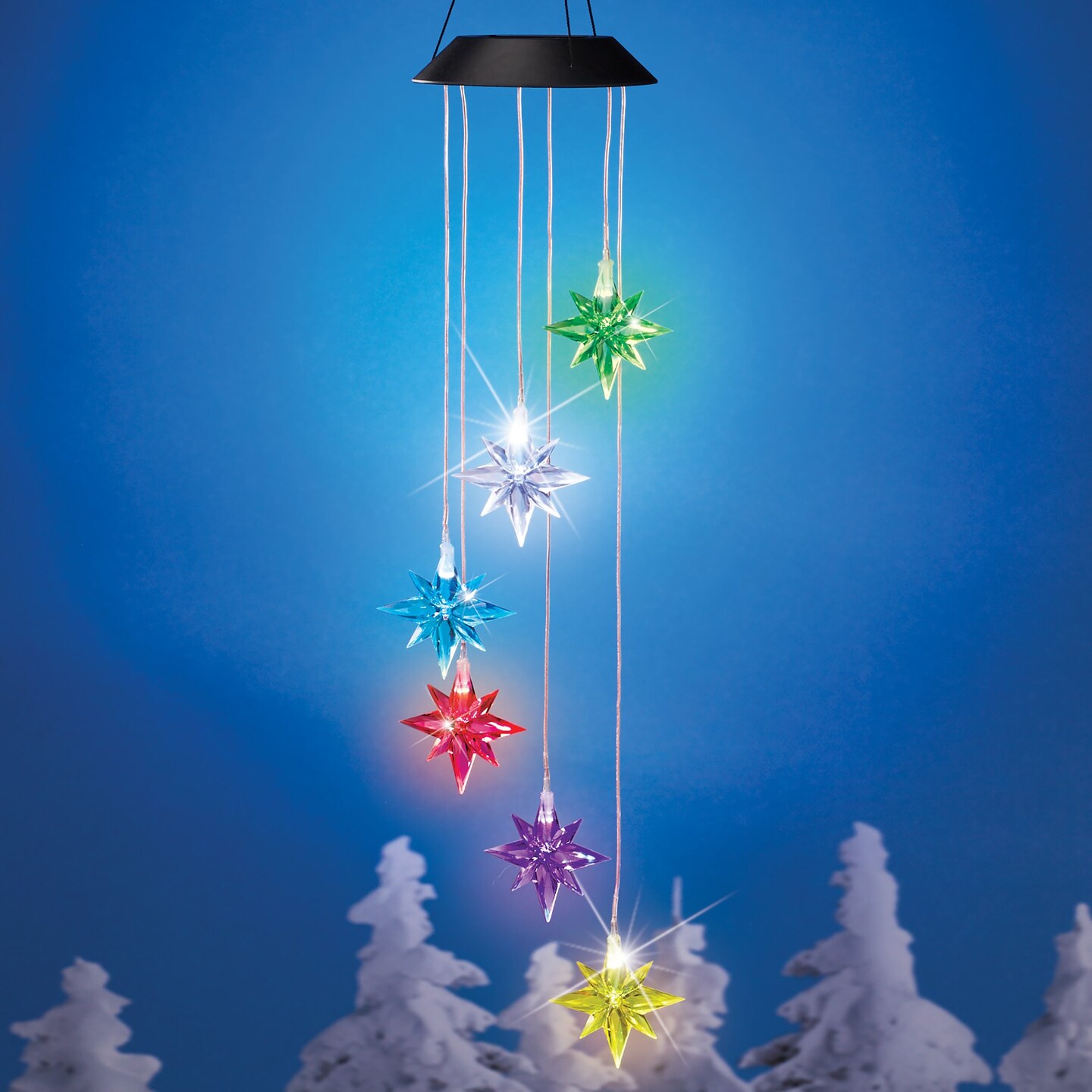 Collections Etc Solar Hanging Colorful Stars Outdoor Garden Mobile ...