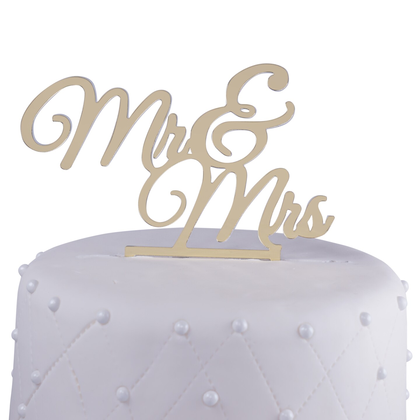 17 Main Mr and Mrs Elegant Acrylic Cake Topper - Gold Mirror ...
